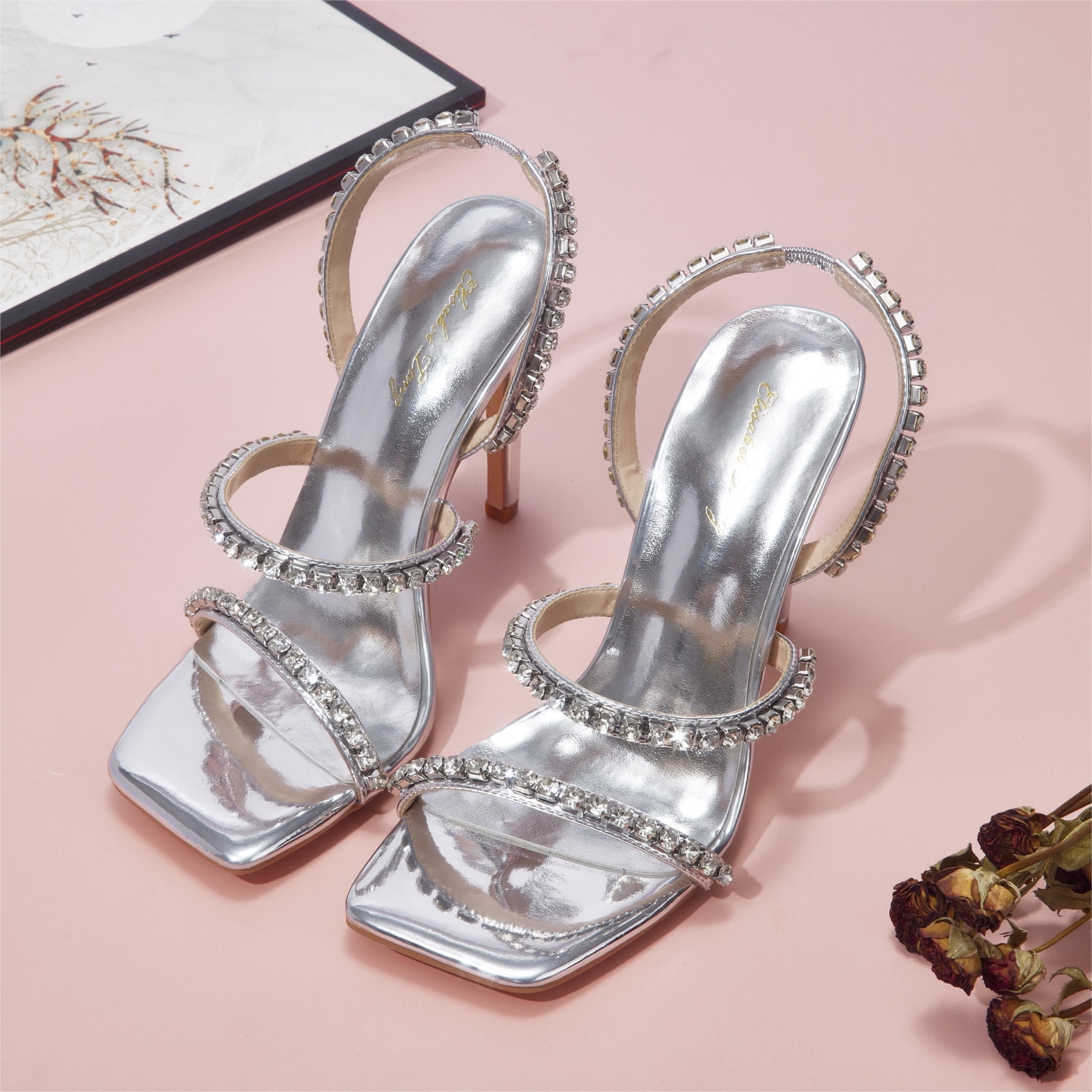 Zhabtuc Square Toe Slingback Casual Sandals Open Toe Ankle and heel ...