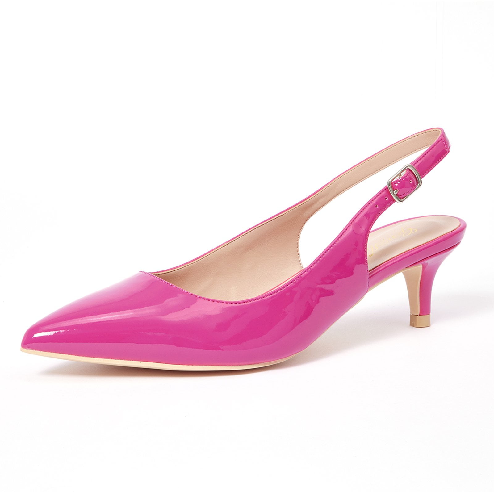 Zhabtuc Women Slingback Kitten Heels Closed Pointed Toe Ankle Strap ...