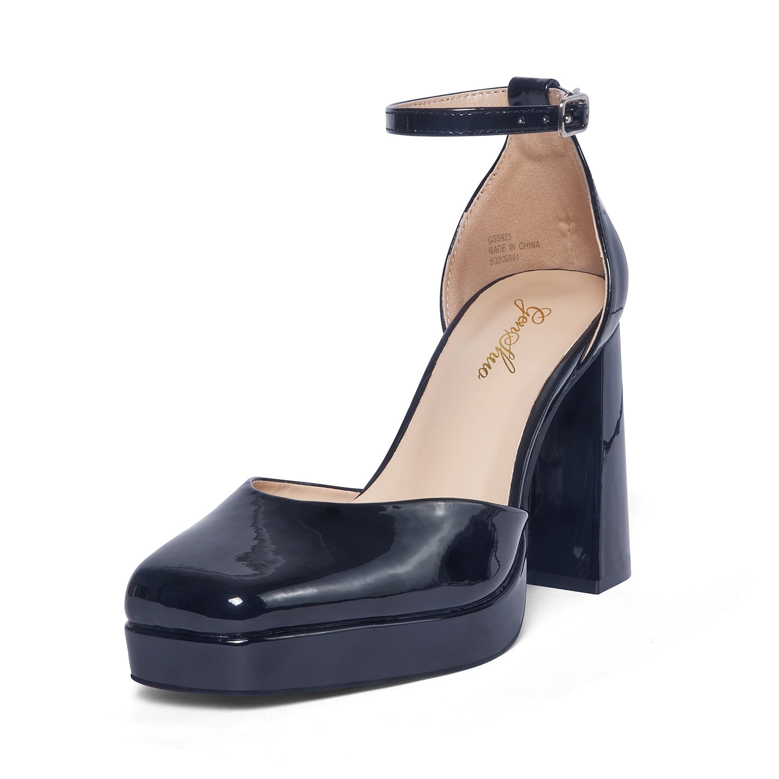 Zhabtuc Women's Platform Chunky Pumps Heels, 4 Inch Square Toe Block ...