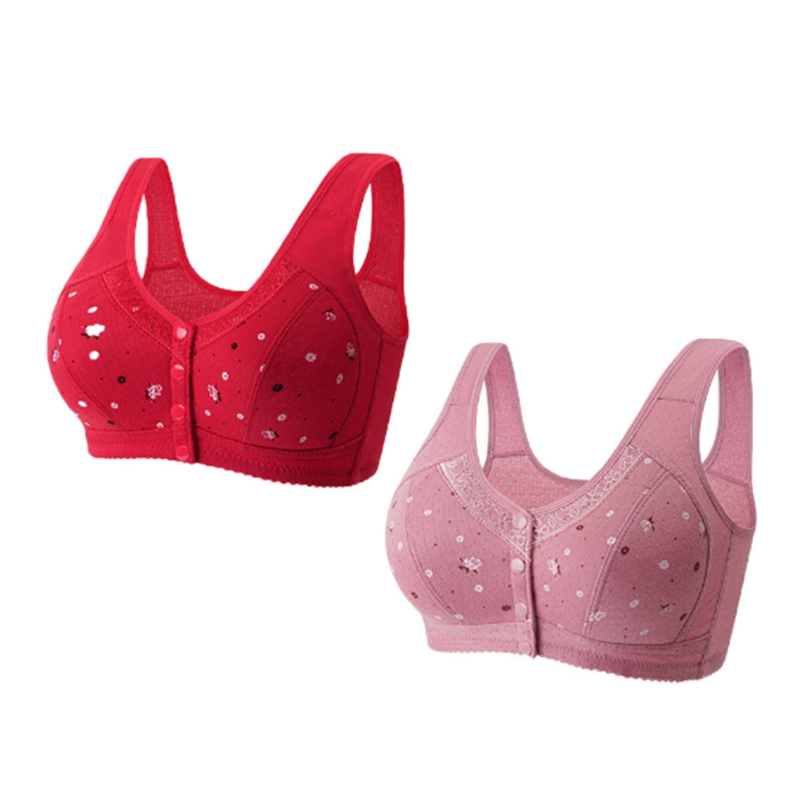 Zhaghmin 2 Pack Womens Cotton Bras for Large Breast Front Closure Full ...
