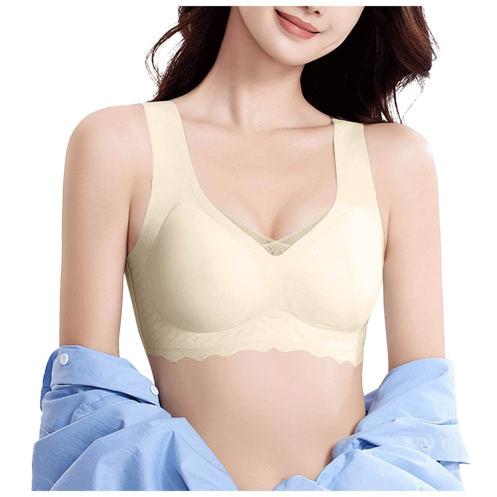 Zhaghmin Full Coverage Tshirt Bra for Womens Wireless Seamless Bras No Underwire Padded Push Up ...
