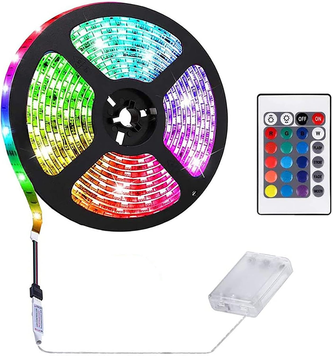 Zhangyh Battery Powered LED Strip Lights with 24-Keys Remote Controlled ...