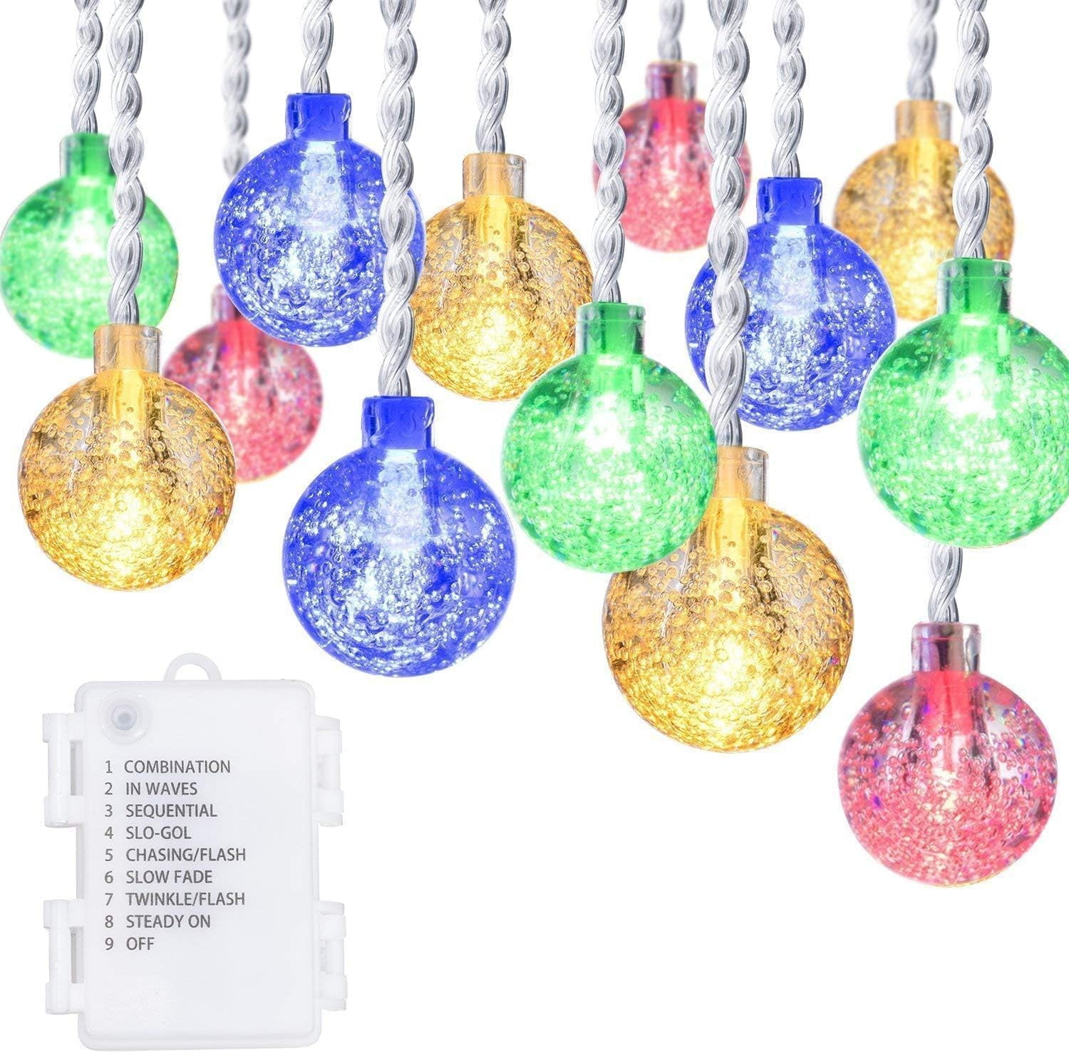 Zhangyh Crystal Ball String Lights, LED Ball Fairy Lights Battery ...