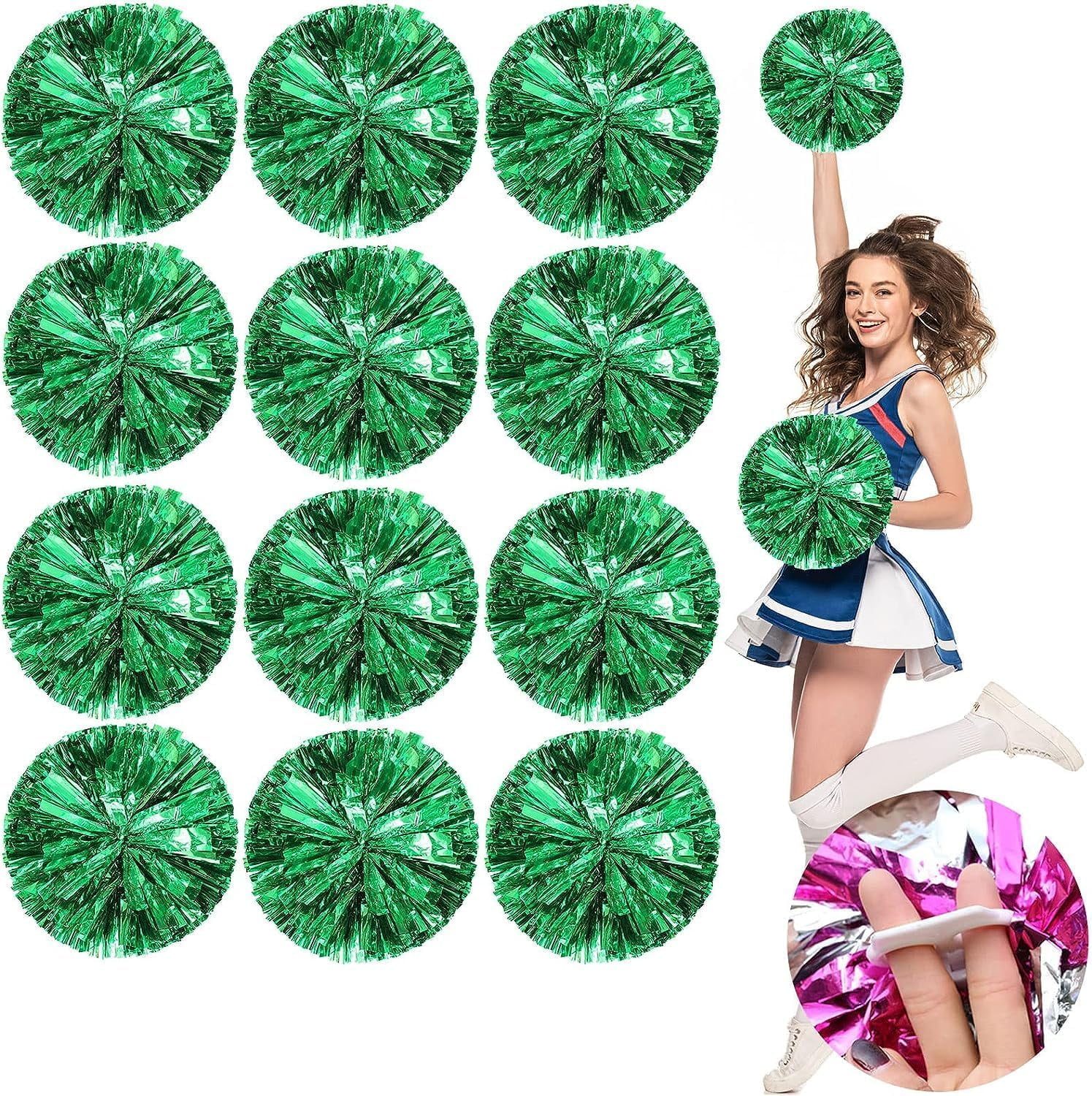 Zhangyh Pom Poms Cheerleading,Fluffy Cheerleader Pompoms with Finger ...