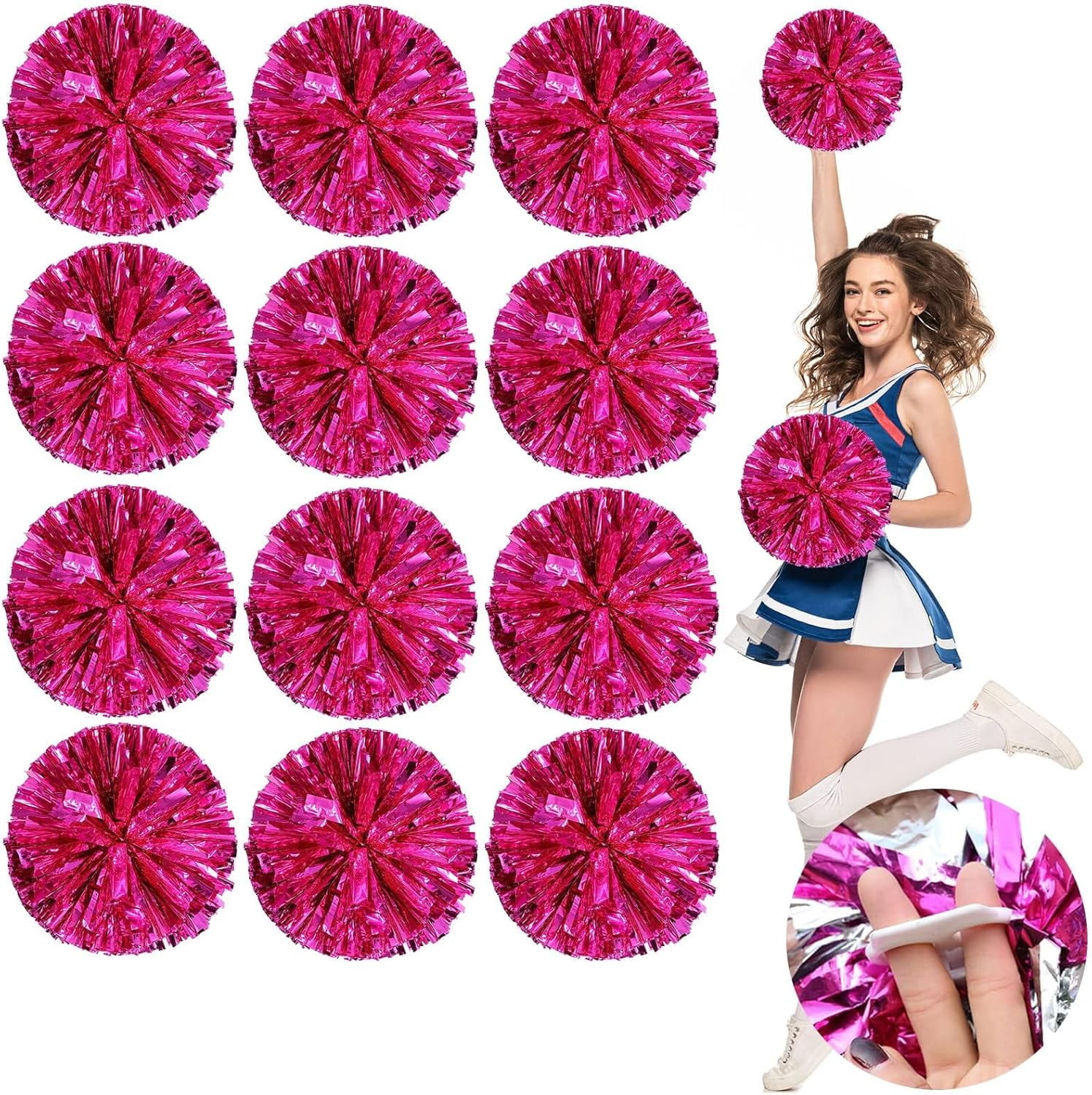 Zhangyh Pom Poms Cheerleading,Fluffy Cheerleader Pompoms with Finger ...