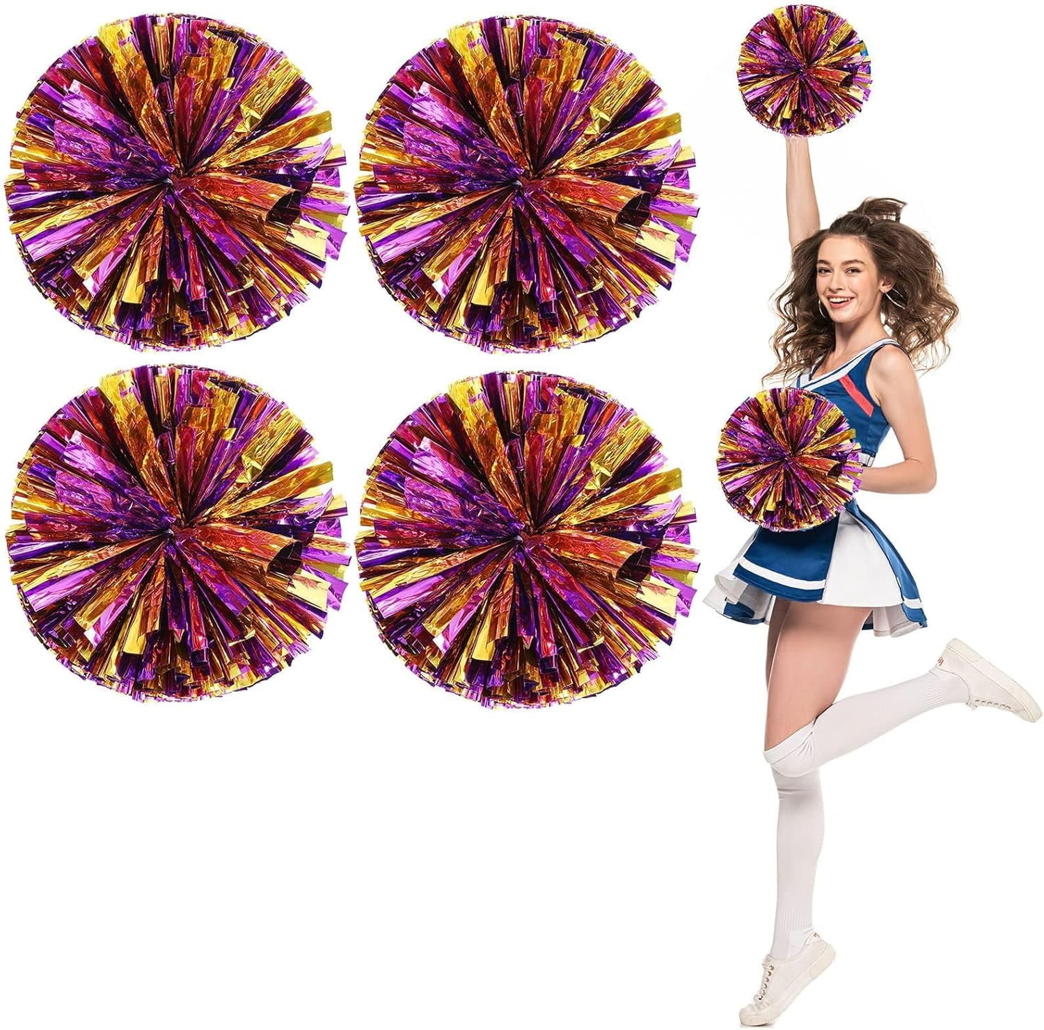 Zhangyh Pom Poms Cheerleading,Fluffy Cheerleader Pompoms with Finger ...