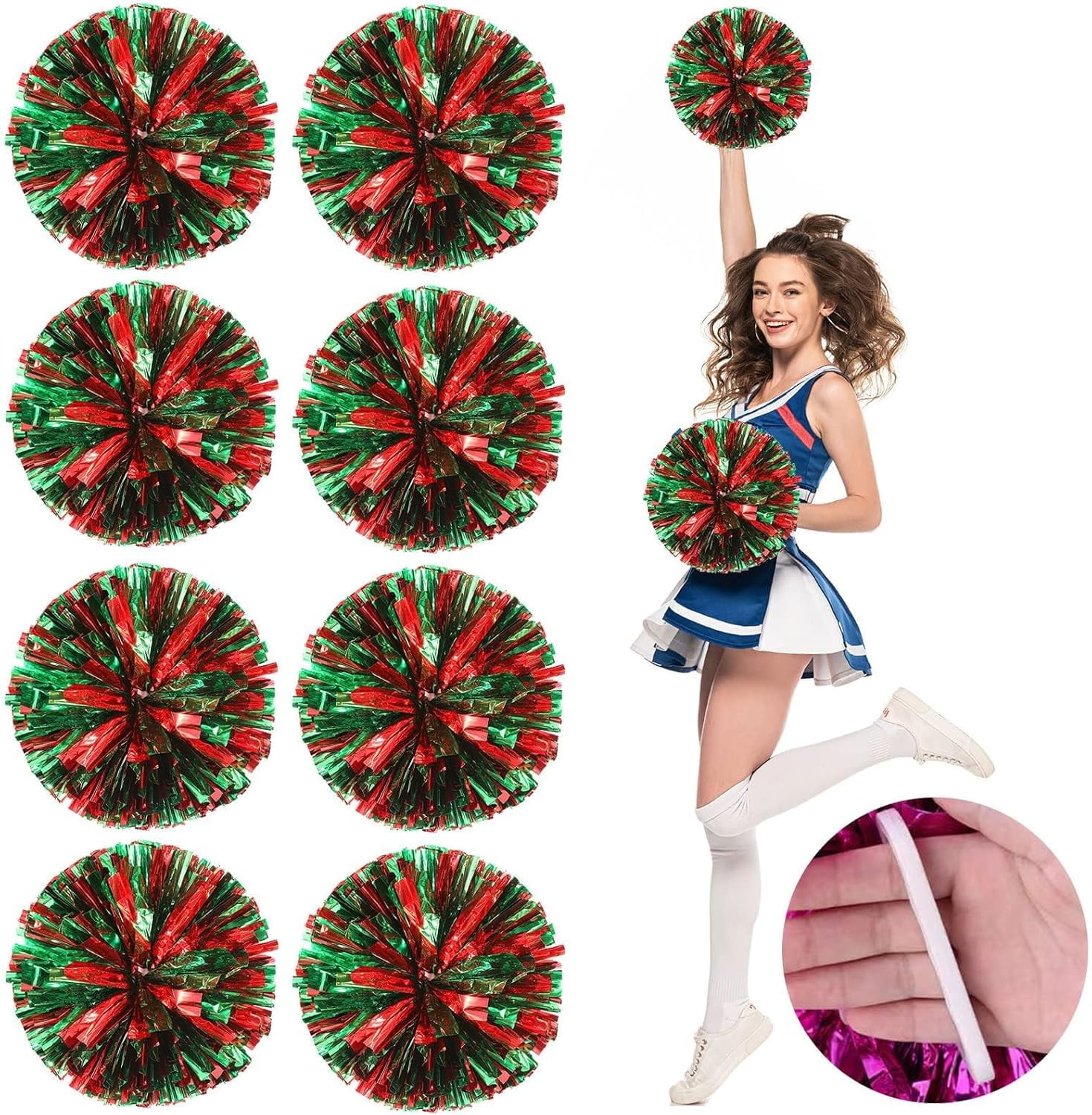 Zhangyh Pom Poms Cheerleading,Fluffy Cheerleader Pompoms with Finger ...