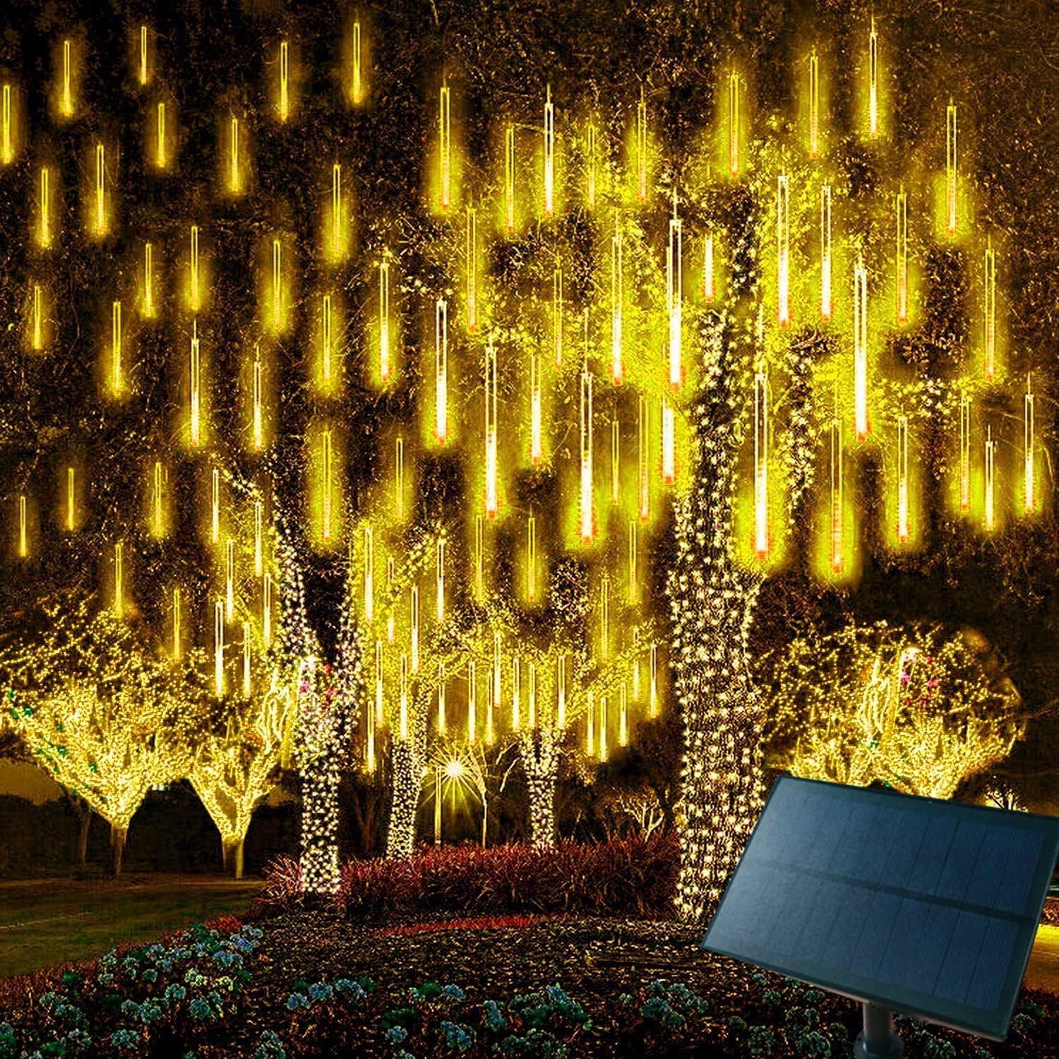 Zhangyh Solar Meteor Shower Lights,30cm 8 Tubes LED Falling Raindrop ...