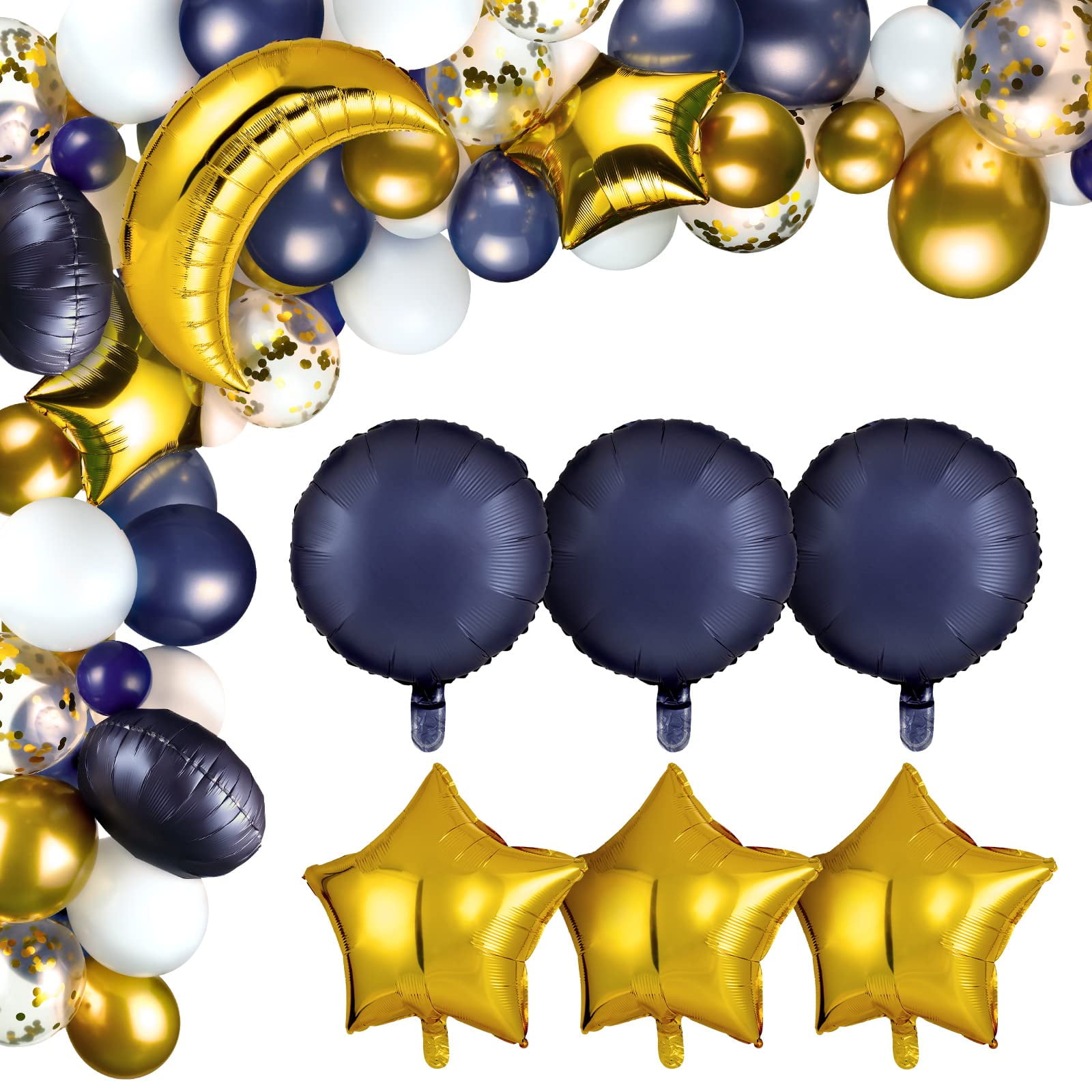 Zhanmai 110 Pcs Navy Blue Balloon BSL1 Garland Kit Sky Night Moon Star ...