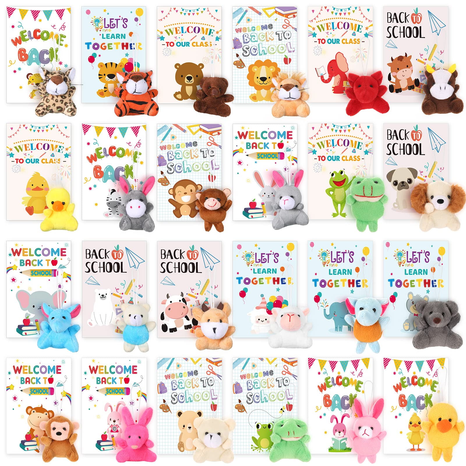Zhanmai 24 Set Welcome Back to School Mini Animal Plush Toy Classroom ...