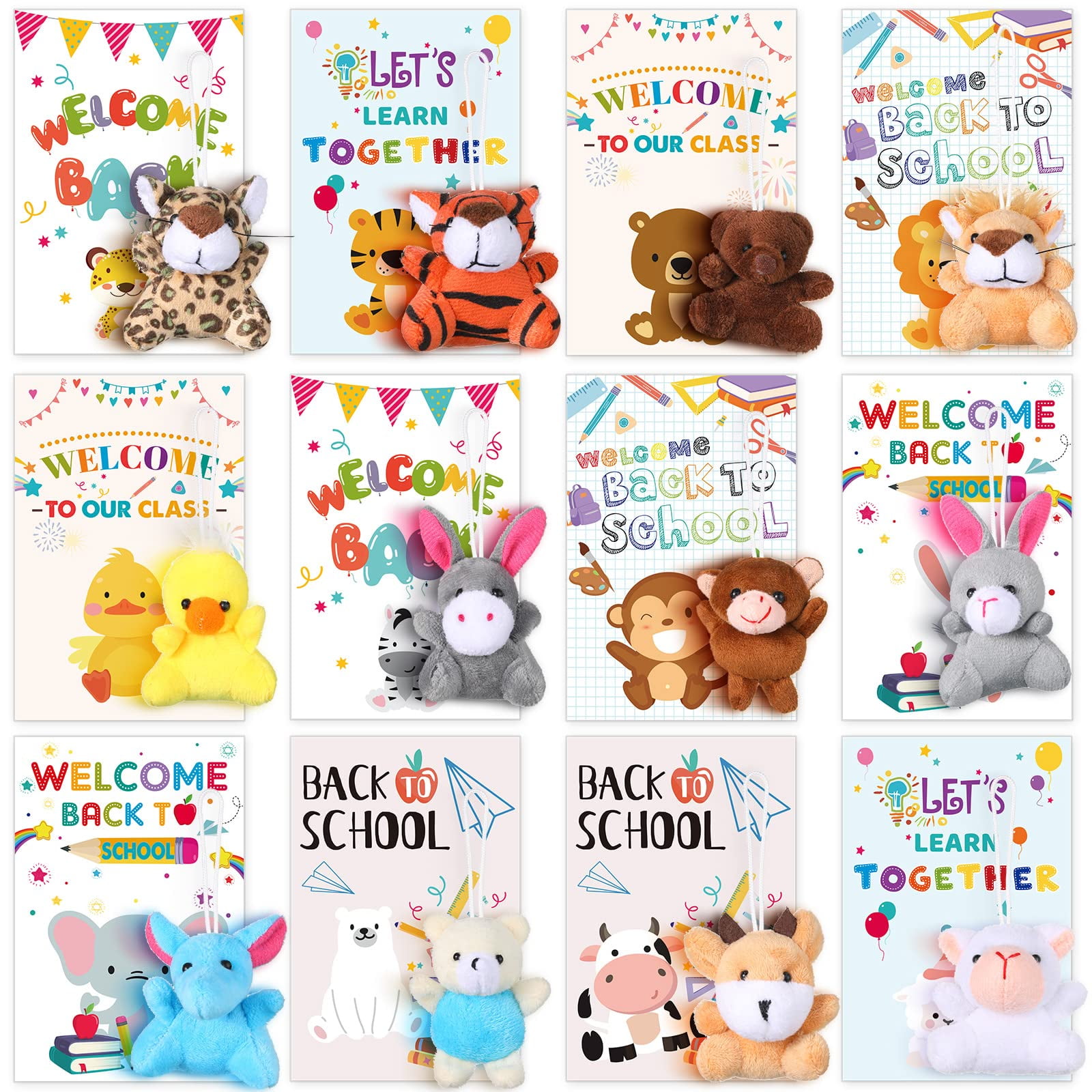 Zhanmai 24 Set Welcome Back to School Mini Animal Plush Toy Classroom ...