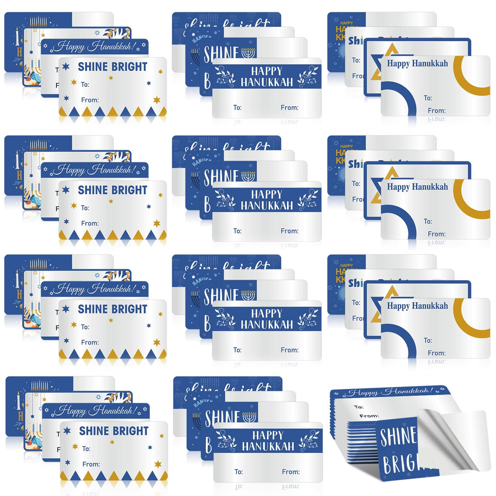 Zhanmai 240 Pcs Hanukkah TSF6 Gift Tags Stickers Self Adhesive Hanukkah ...