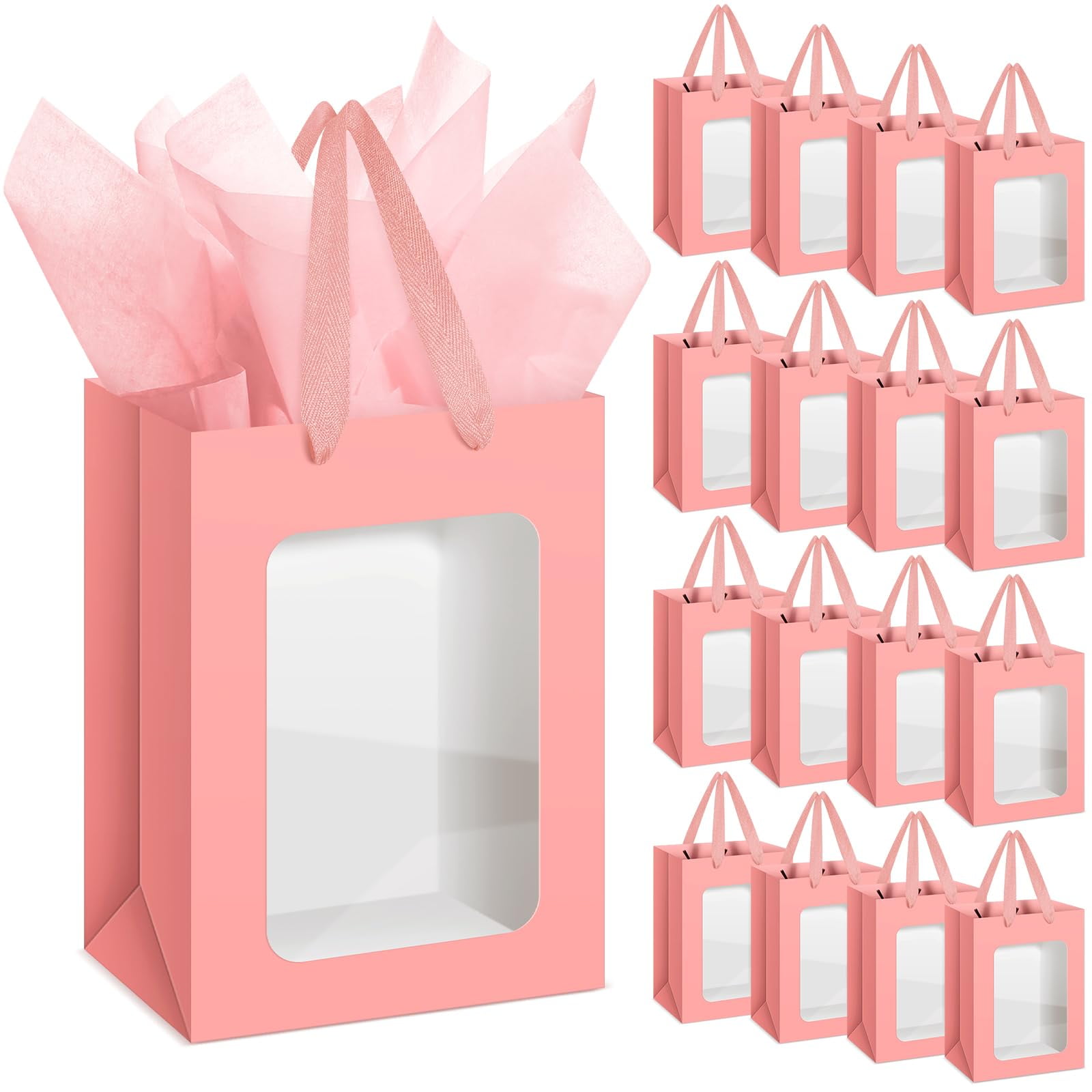 Zhanmai 36 Pcs Gift Bags with SMRClear Window, Transparent Paper Bags ...