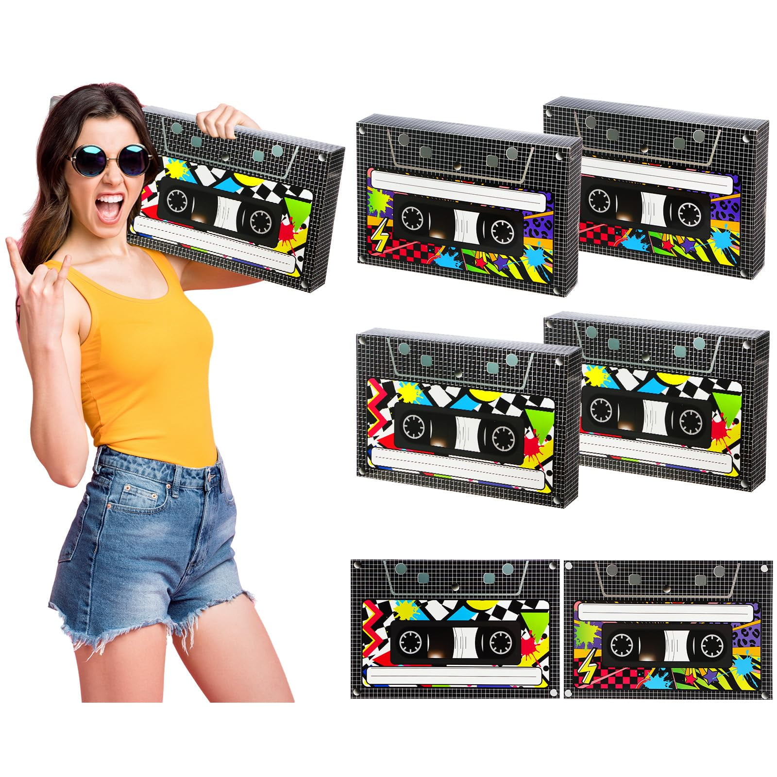 Zhanmai 6 Pcs 80s IFF17 90s Party Decorations Party Favor Box Large ...