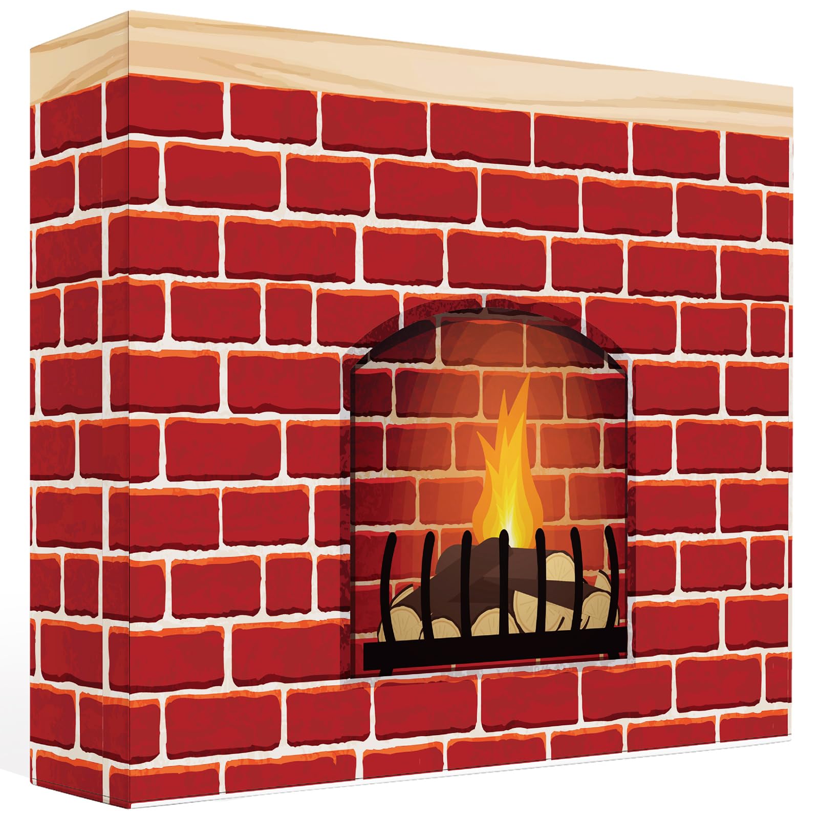 Zhanmai Christmas Faux Fire Place Red Brick Cardboard Fireplace Fake ...