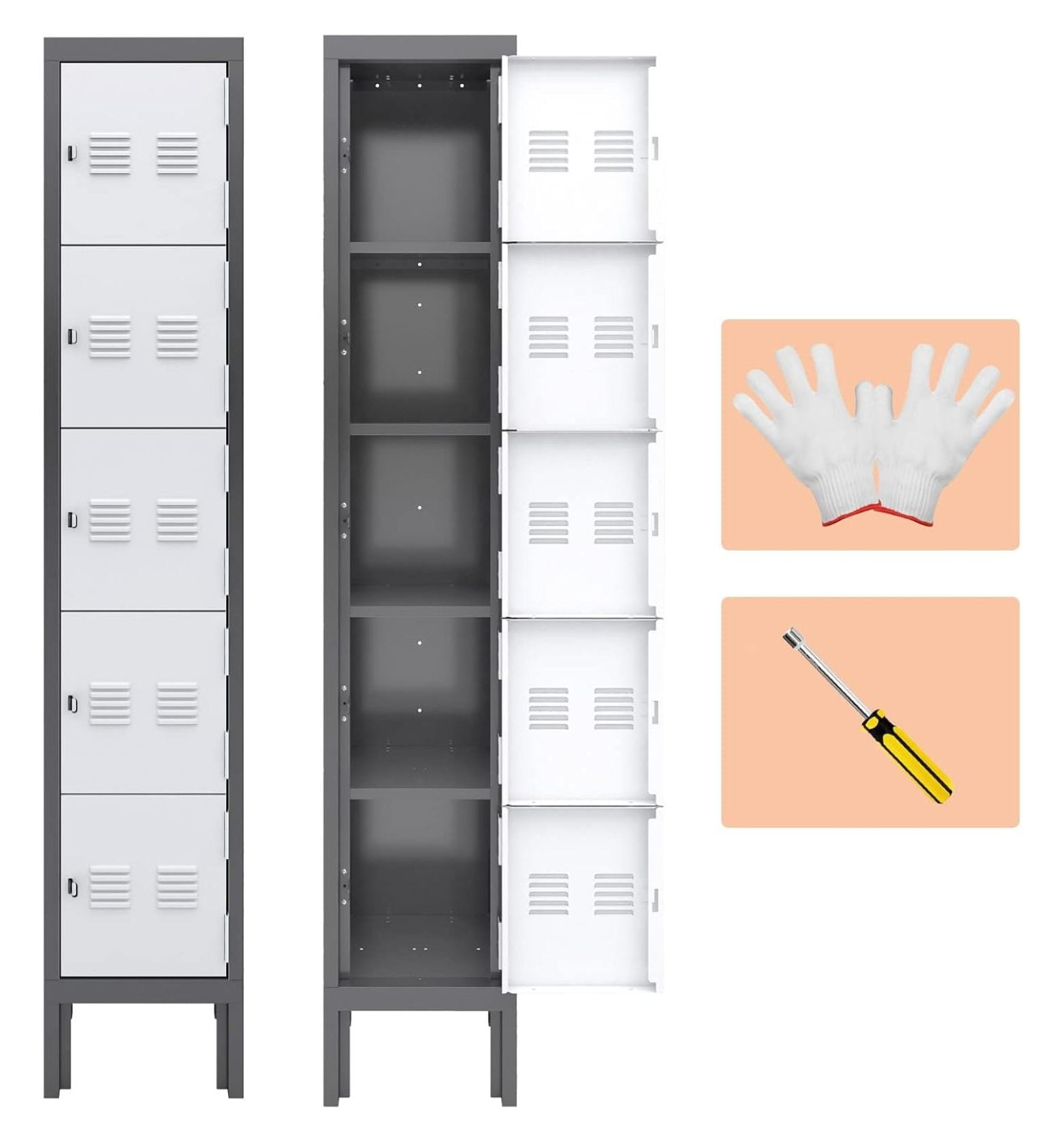 Zhao he Metal Lockers for Employees,5-tier Storage Locker,Locker ...