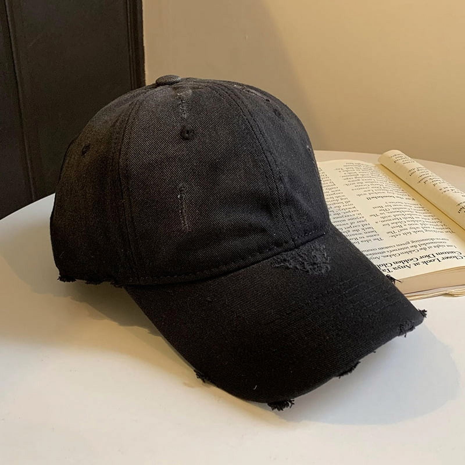 Zhaohan Baseball Hat Female Beauty -Style Ripped Wide Hat Shows A Small ...