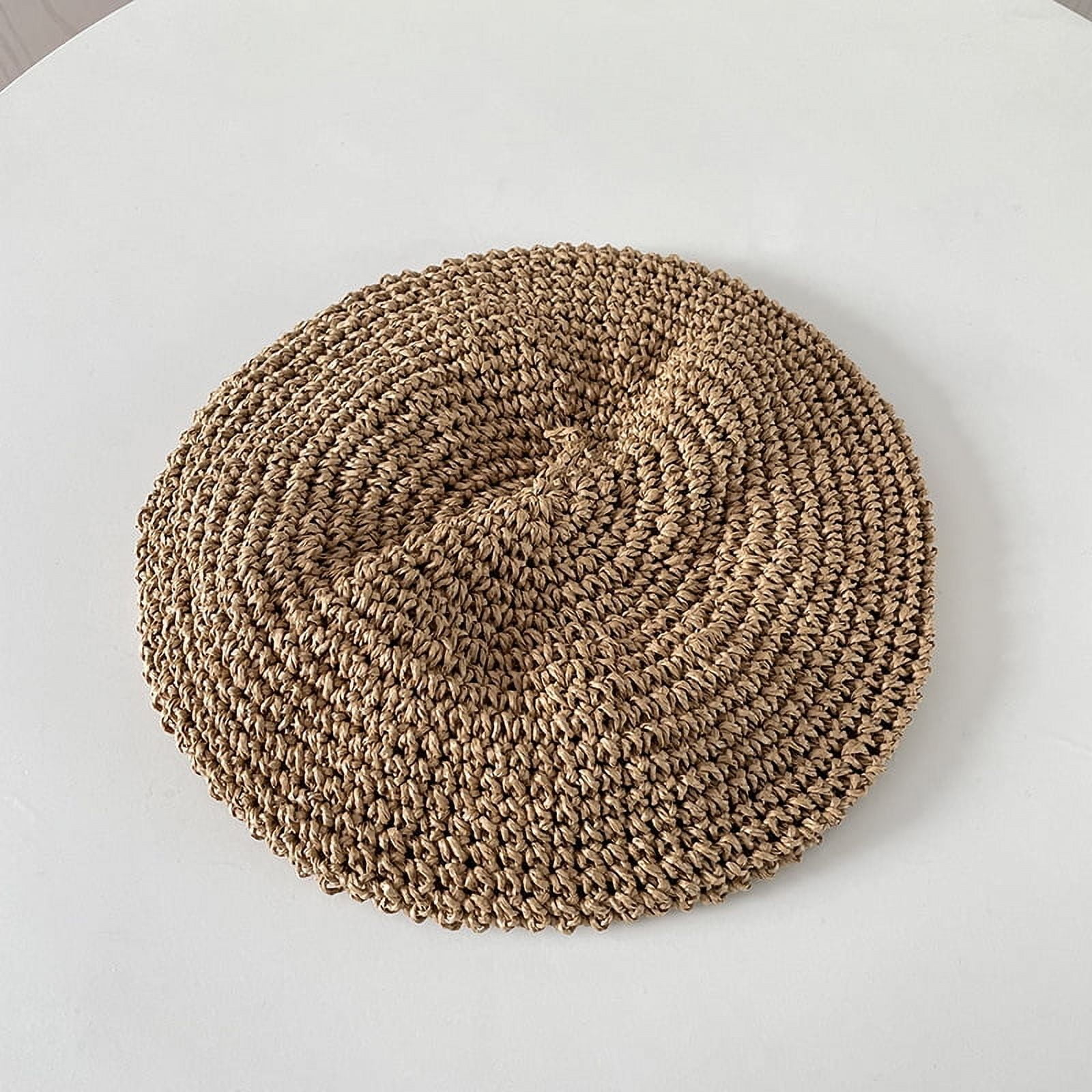 Zhaohan Hand -Woven Straw Hat Female Summer Tide Thin Sunscreen Straw Hat Hook Needle Shaded ...