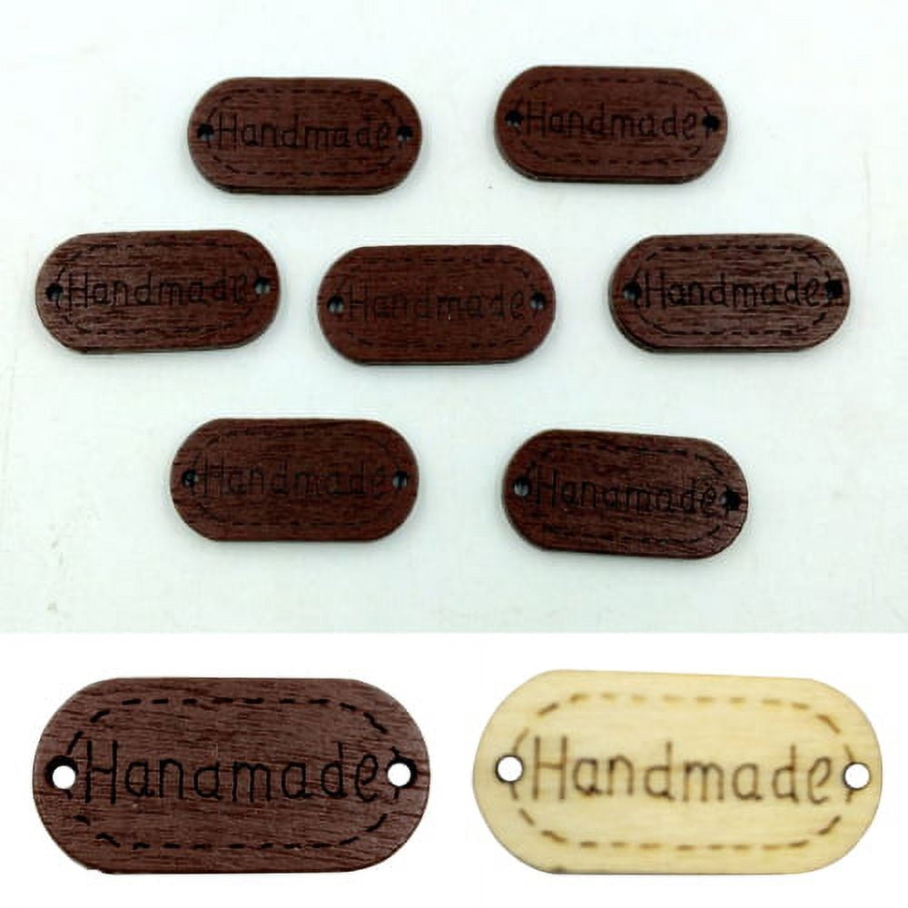 Zhaomeidaxi 100Pcs Hand Made Letter Print Shaped Label Buttons 2 Hole ...