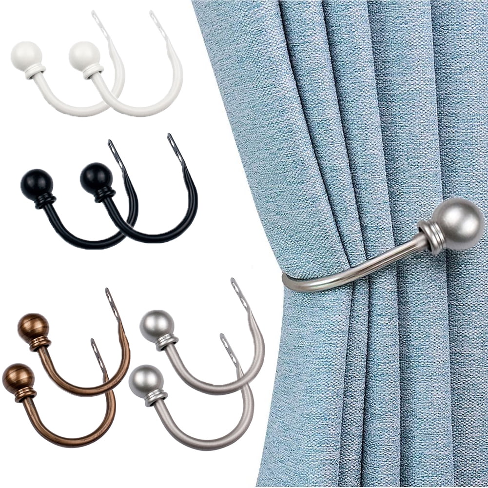 Zhaomeidaxi 2Pcs Curtain Holdbacks,U Shaped Hook Wall Mounted Tassel ...