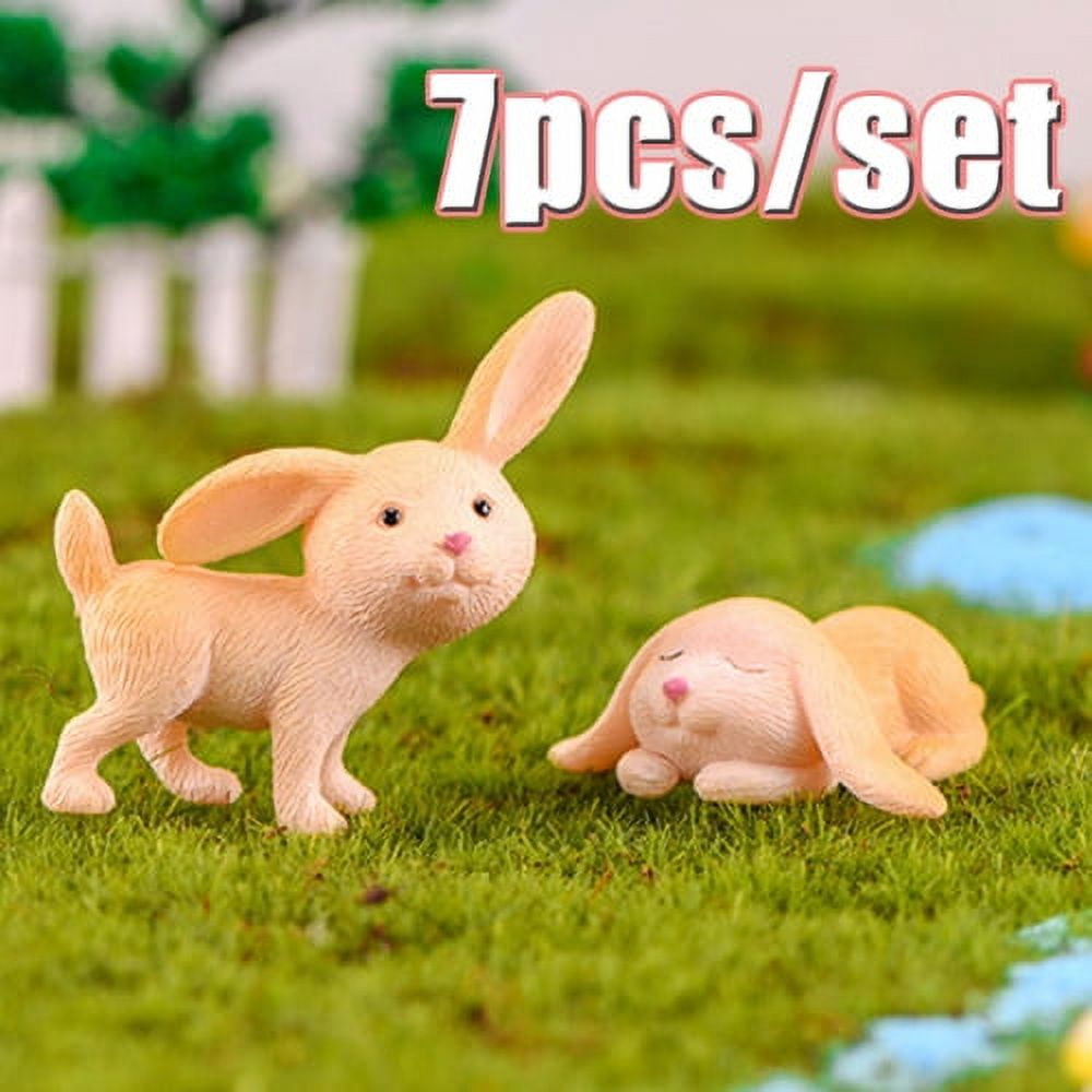 Zhaomeidaxi 7Pcs Cute Animal Rabbit Miniature Animal Figures Mini Bunny ...