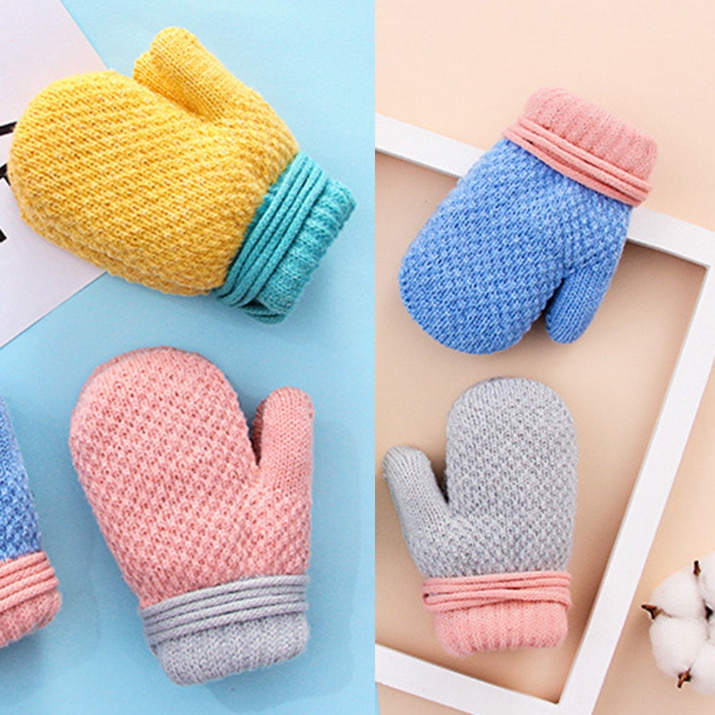 Zhaomeidaxi Kids Knitted Warm Gloves Hanging Neck Mitten with Rope ...