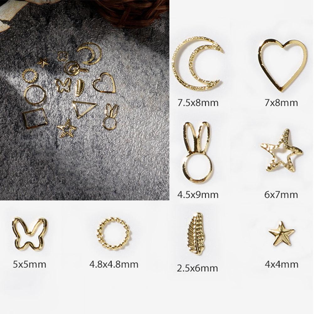 Zhaomeidaxi Nail Art Charms Accessories Gold Metal Punk Star Moon Heart ...