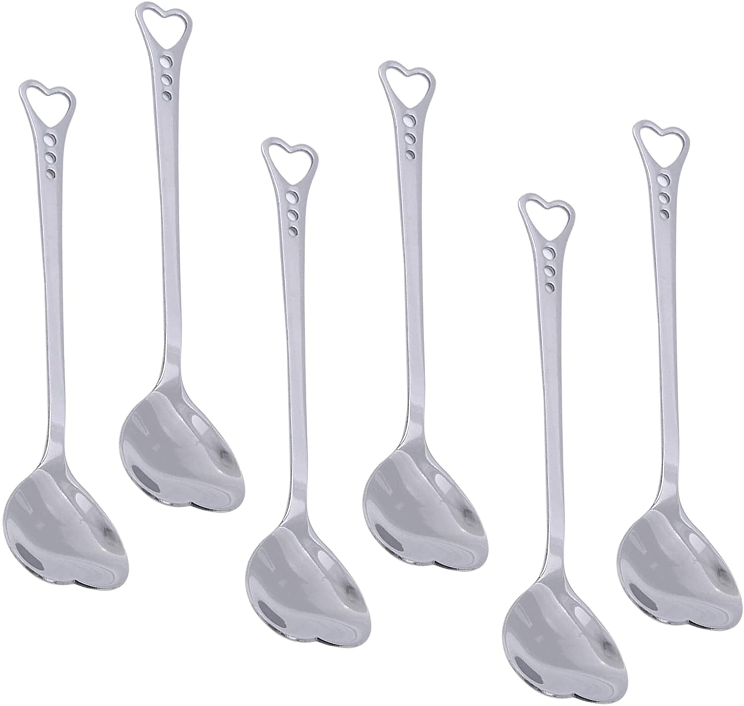 Zhaomeidaxi Set of 6 Cute Heart Shaped Tea Spoons - Stainless Steel ...