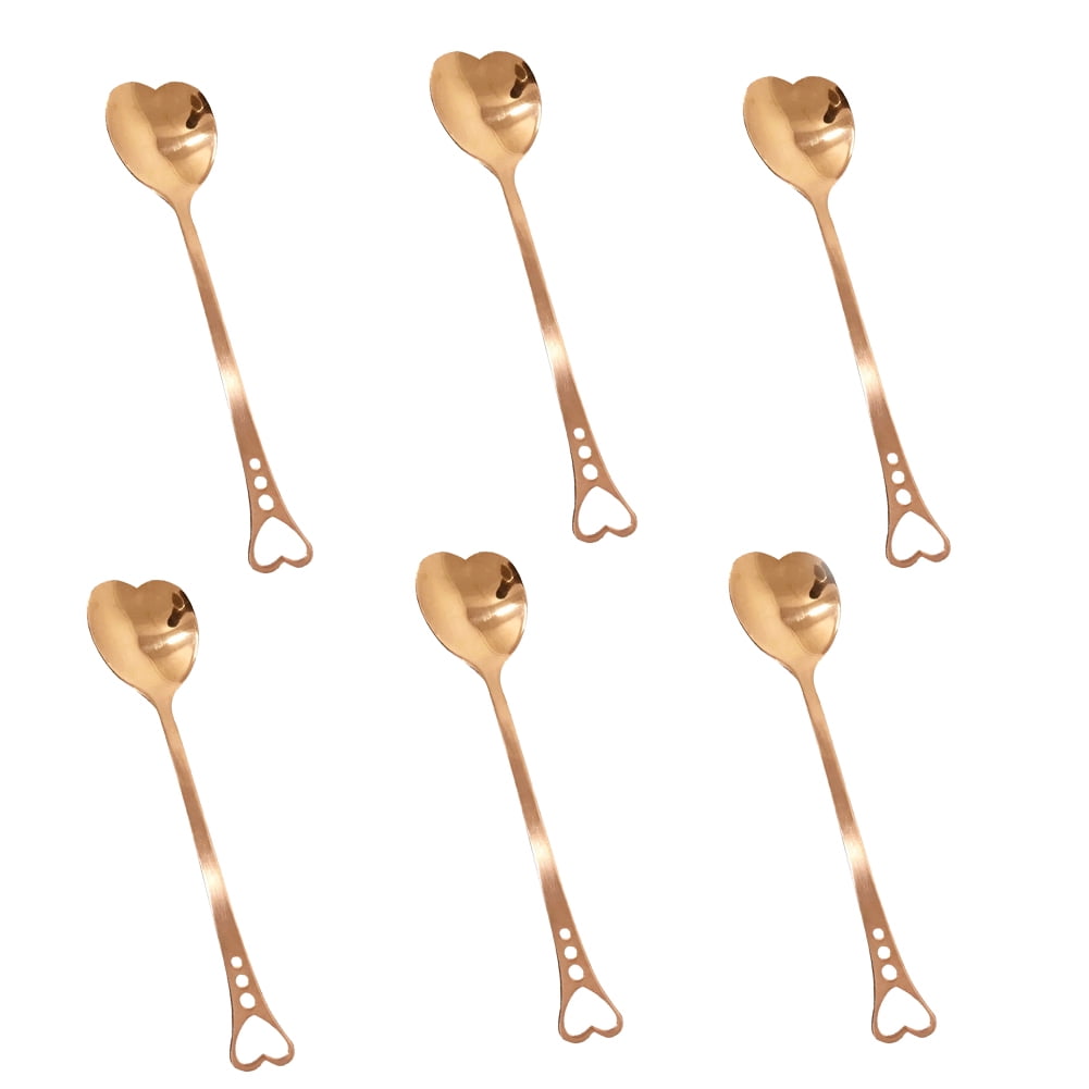 Zhaomeidaxi Set of 6 Cute Heart Shaped Tea Spoons - Stainless Steel ...