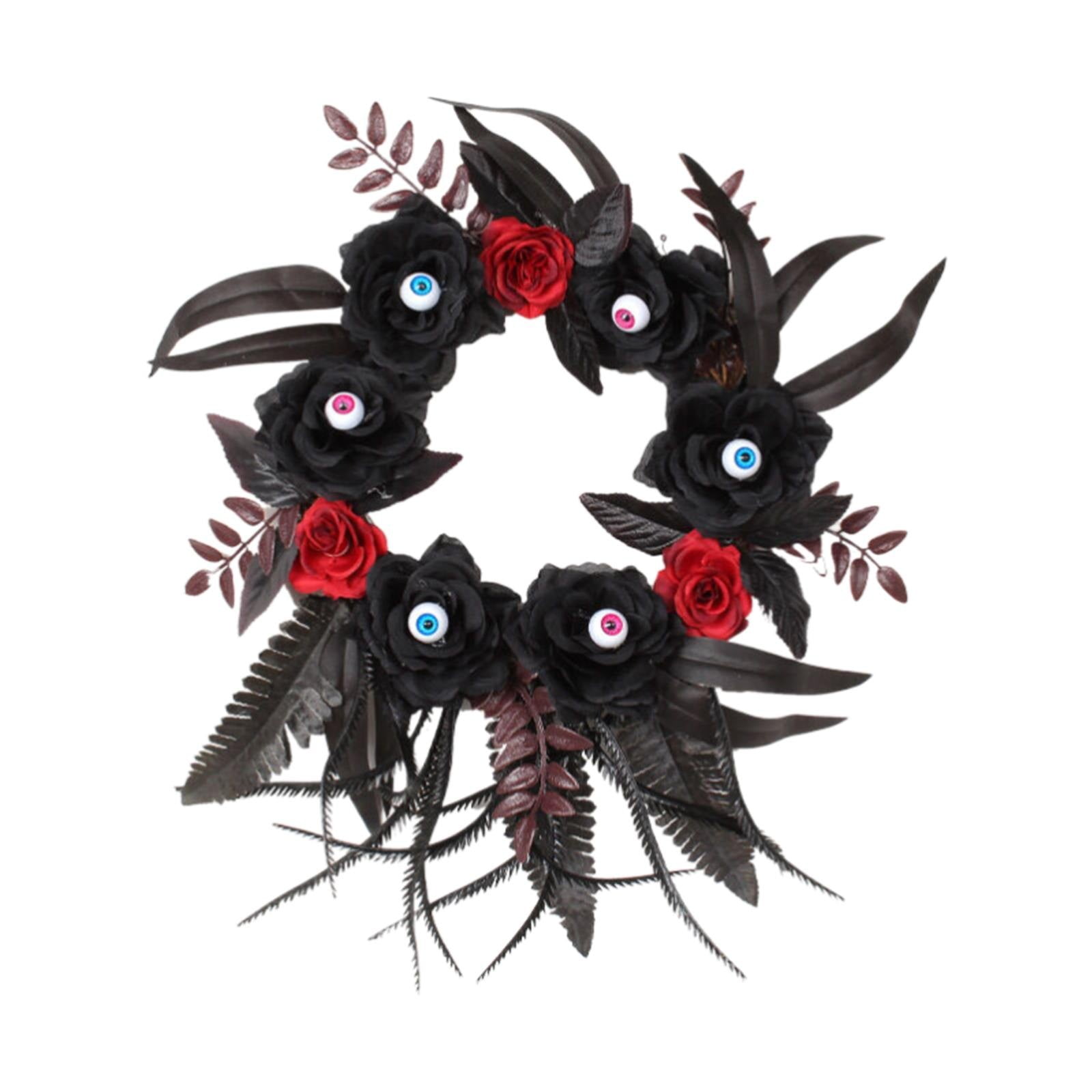 Zhaox Must-Have Hanging Faux Floral Wreath With Black And Red Roses ...