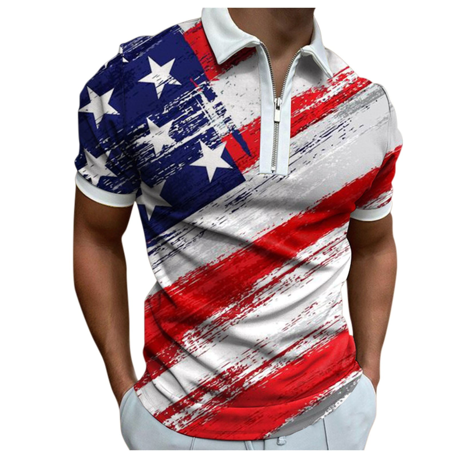 Zhden Mens Shirts Polo Shirts for Men American Flag Patriotic Shirt 4th ...
