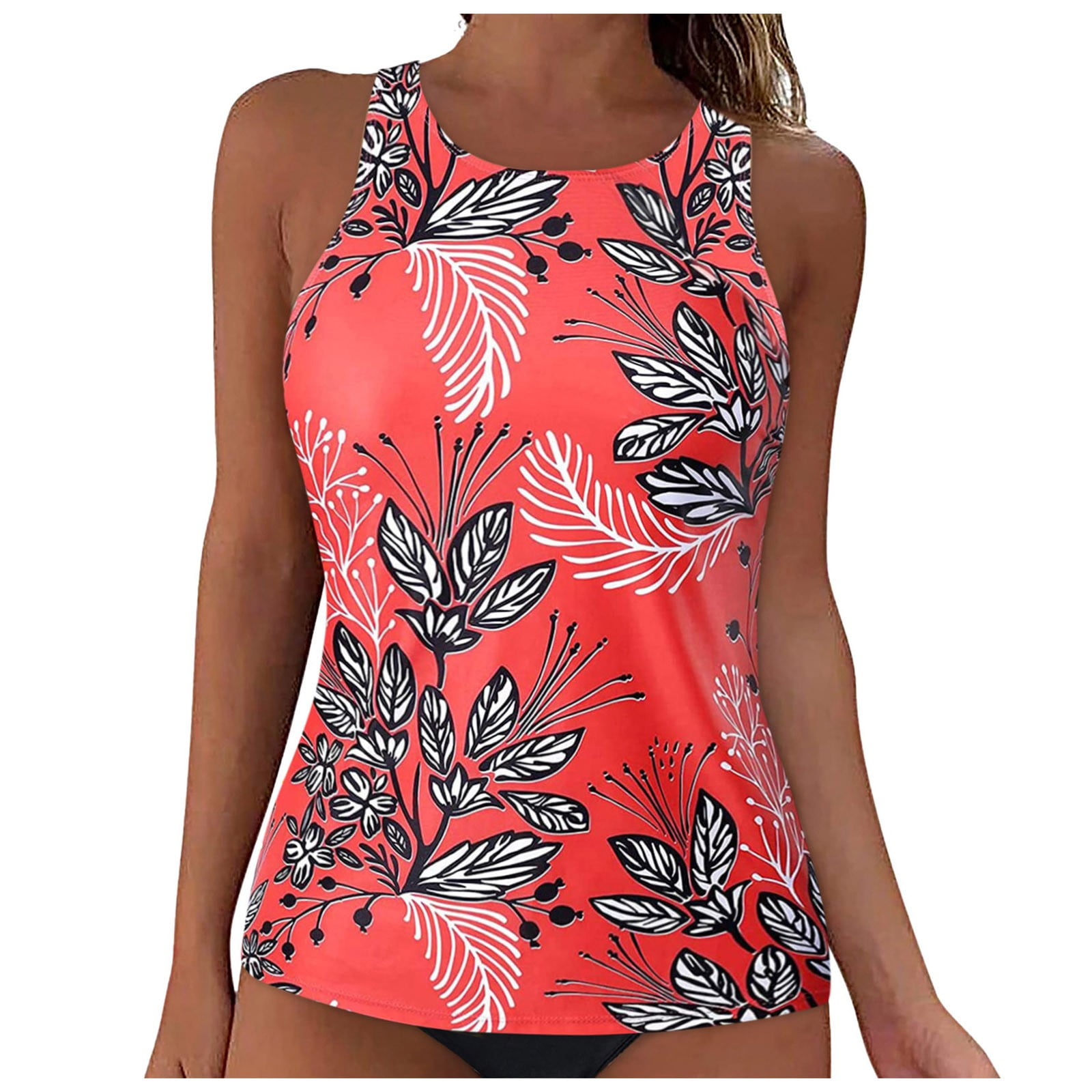 Zhden Tankini Tops for Women Push Up Swimwear Halter Bathing Suit Full ...