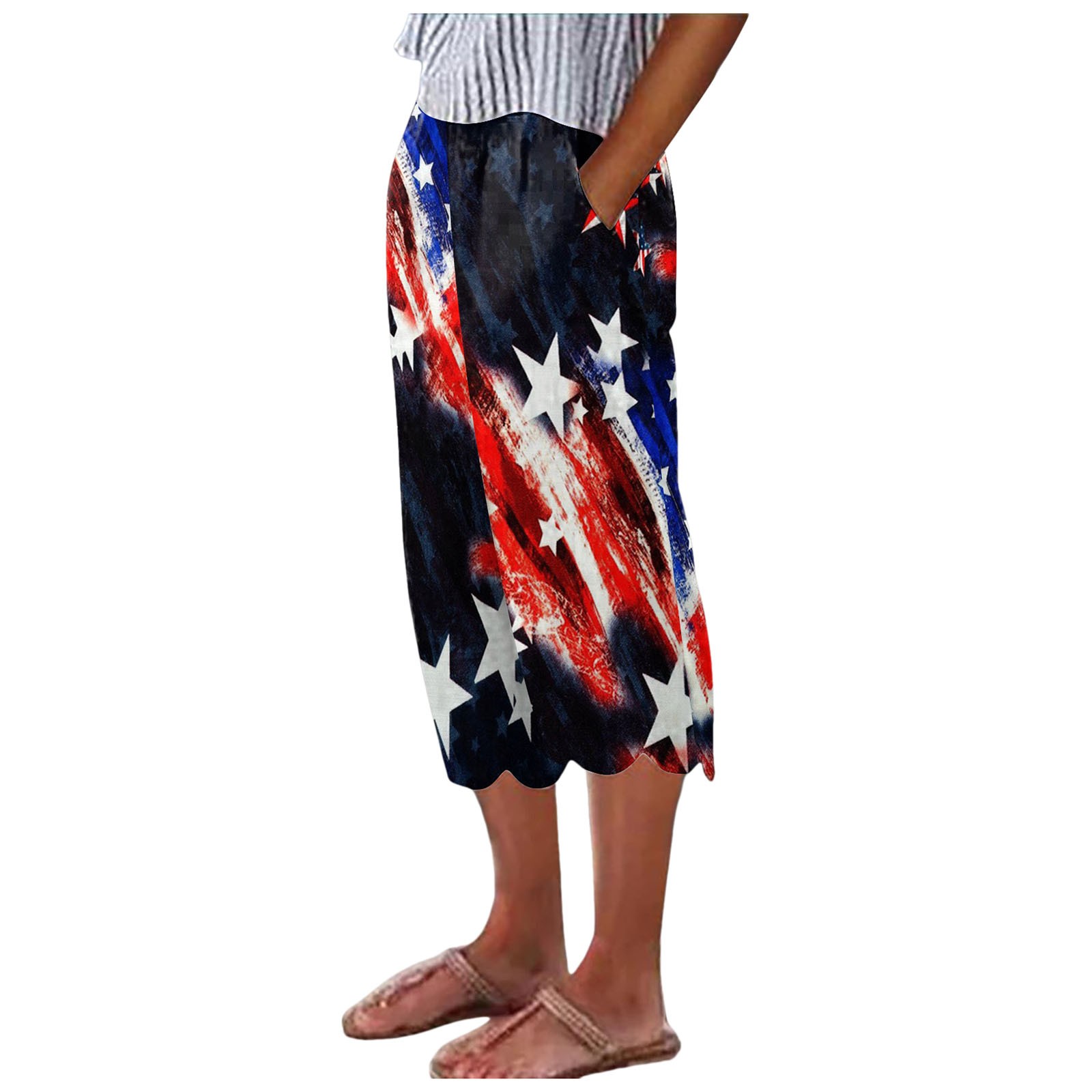 Zhden Women's Pants Patriotic American Flag Pants 4th of July Star ...