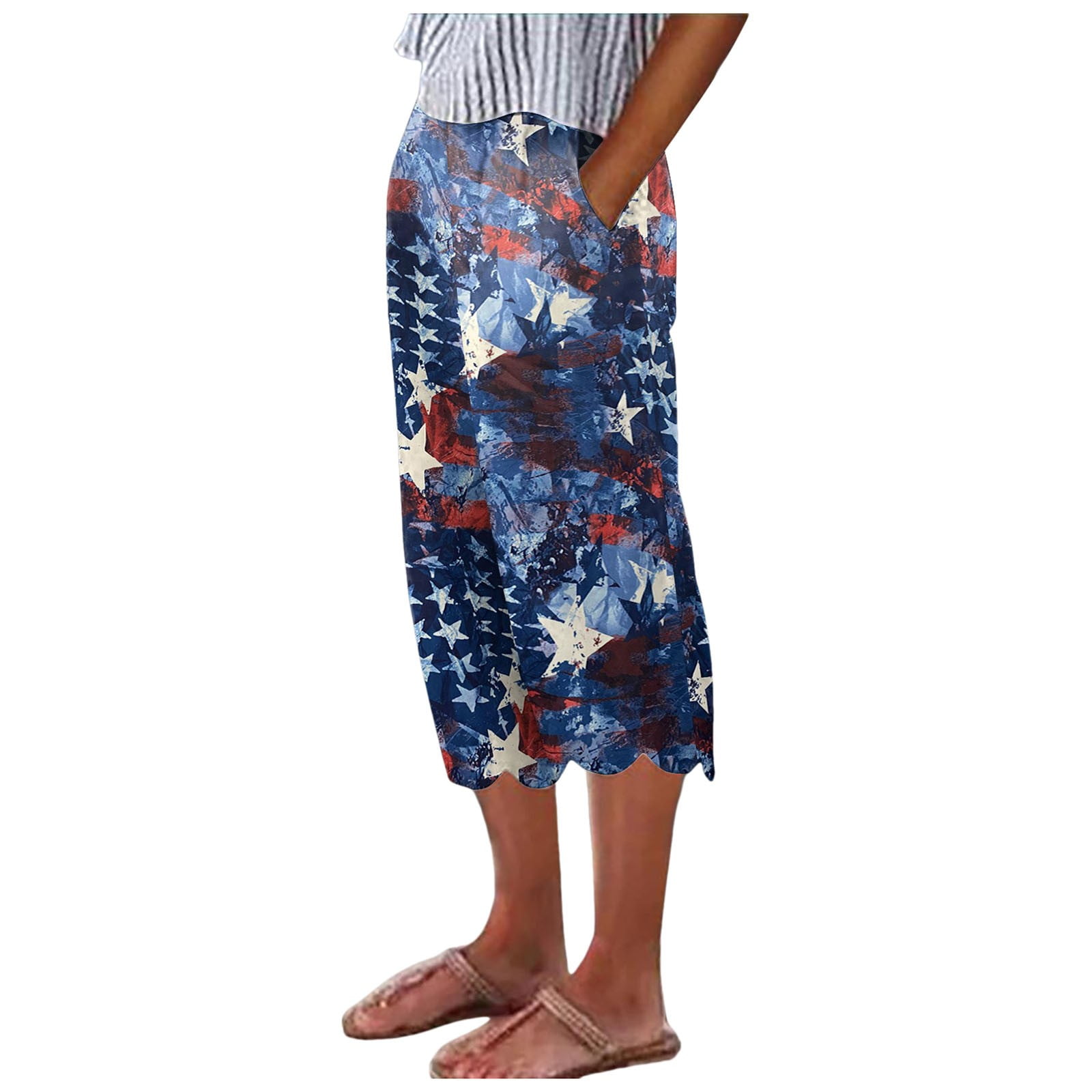 Zhden Women's Pants Patriotic American Flag Pants 4th of July Star ...