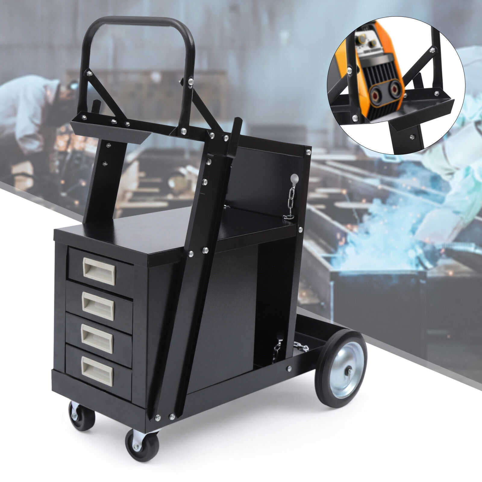 ZhdnBhnos Portable Rolling Welding Cart with 4 Drawers Wheels Welder ...