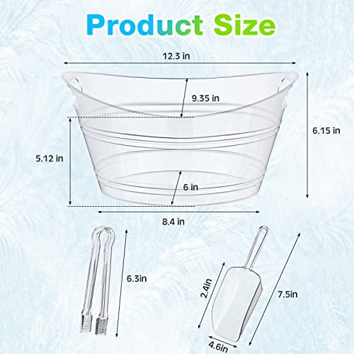 Zhehao 10 Pcs Ice Bucket for Parties 4.5 l Oval Beverage Tub with 5 ...