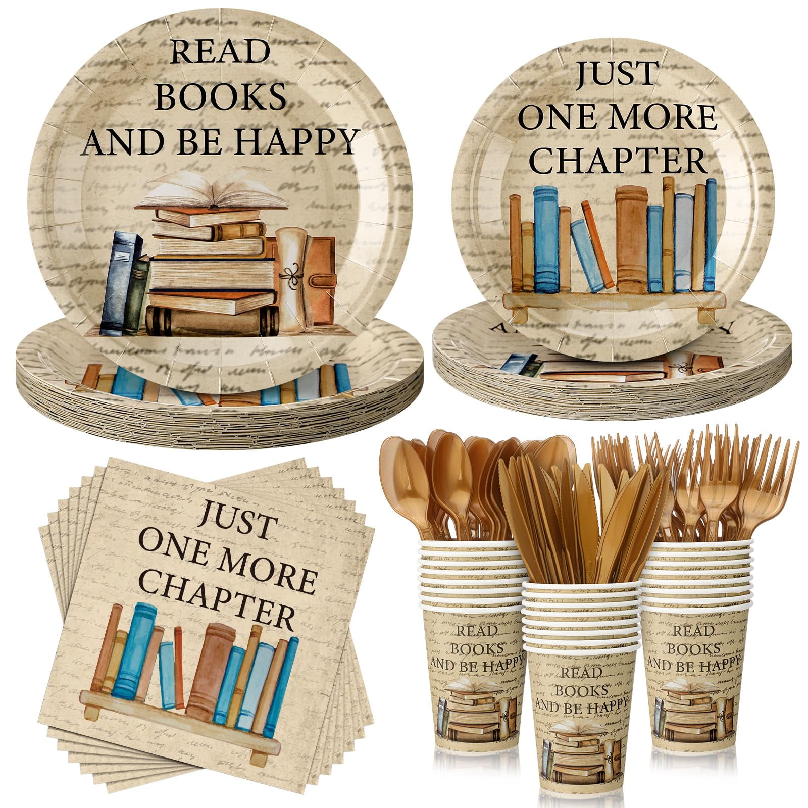 Zhehao 168 Pcs Vintage Book Theme Party Tableware Book Club Birthday ...