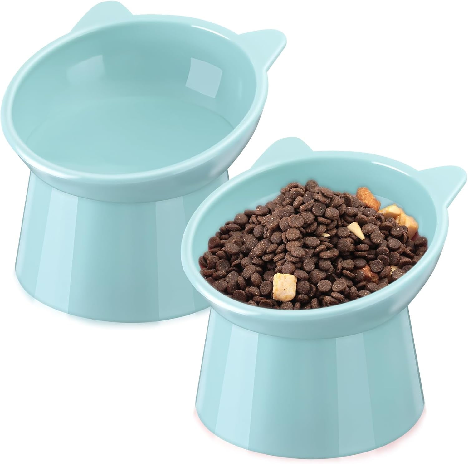 Zhehao 2 Pieces Plastic Raised Bowl Tilted 15 Degrees Elevated Cat Food ...
