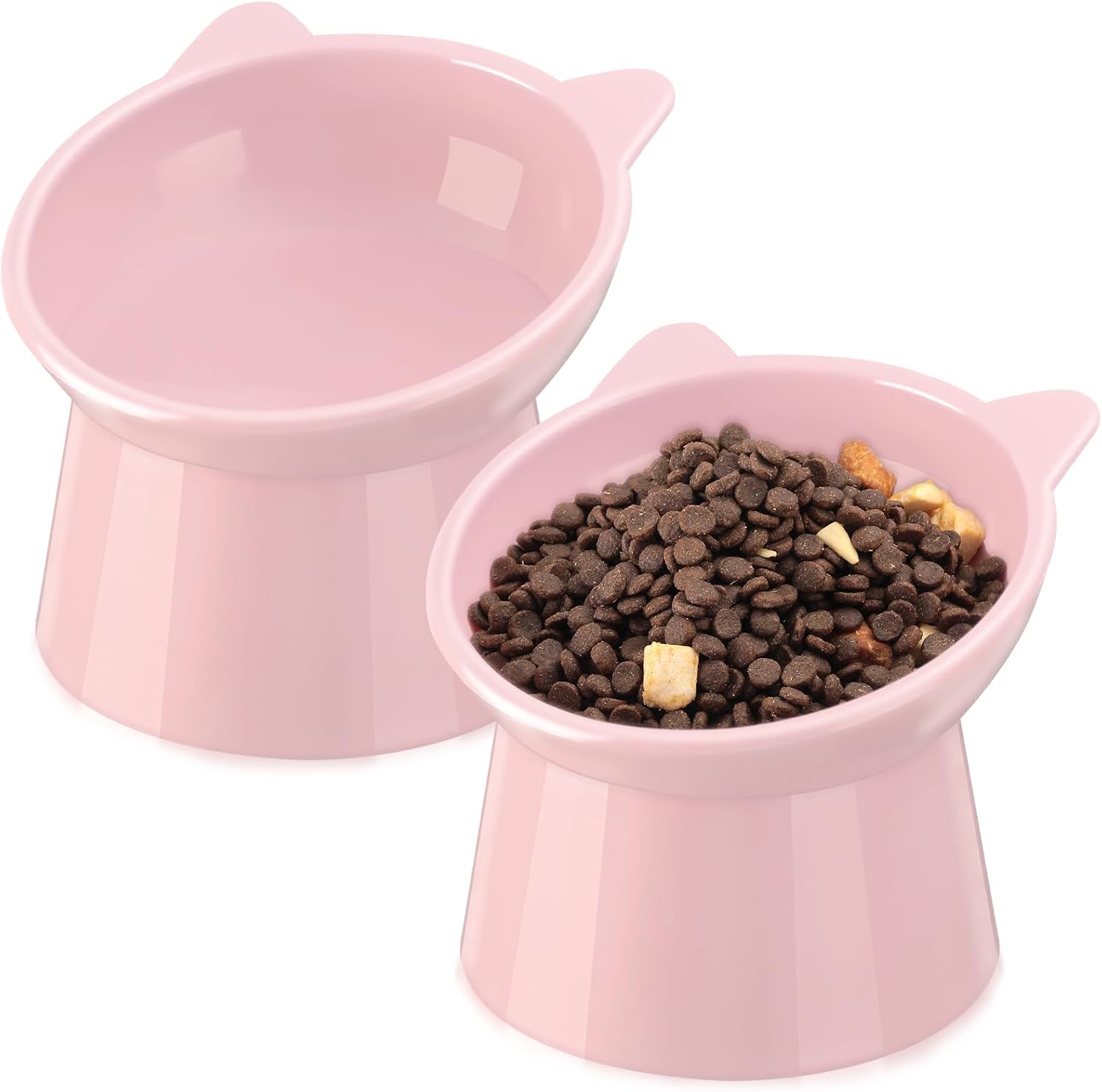 Zhehao 2 Pieces Plastic Raised Bowl Tilted 15 Degrees Elevated Cat Food ...