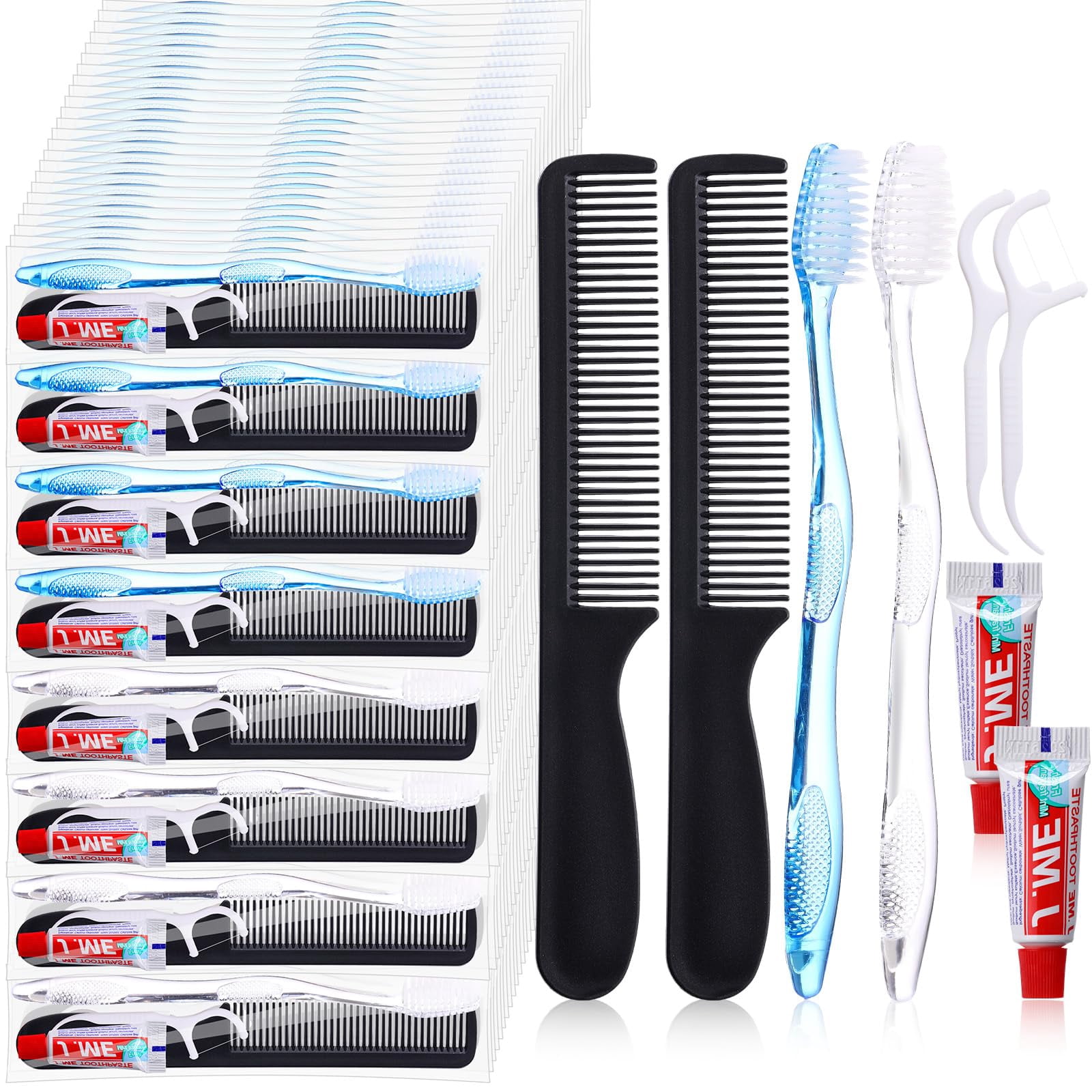 Zhehao 200 Sets Disposable Toothbrushes with Toothpaste Floss ...