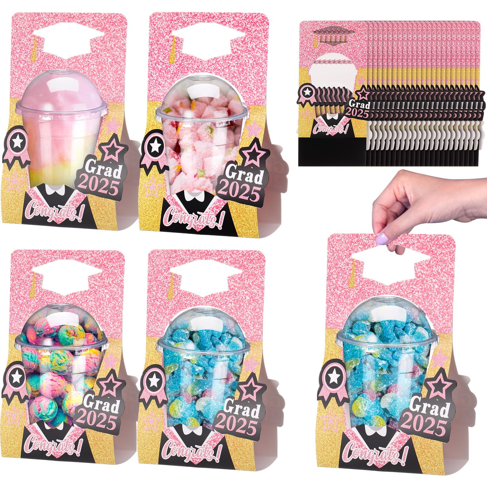 Zhehao 24 Pack Large SSF20 Pink Graduation Candy Fillable Card with ...