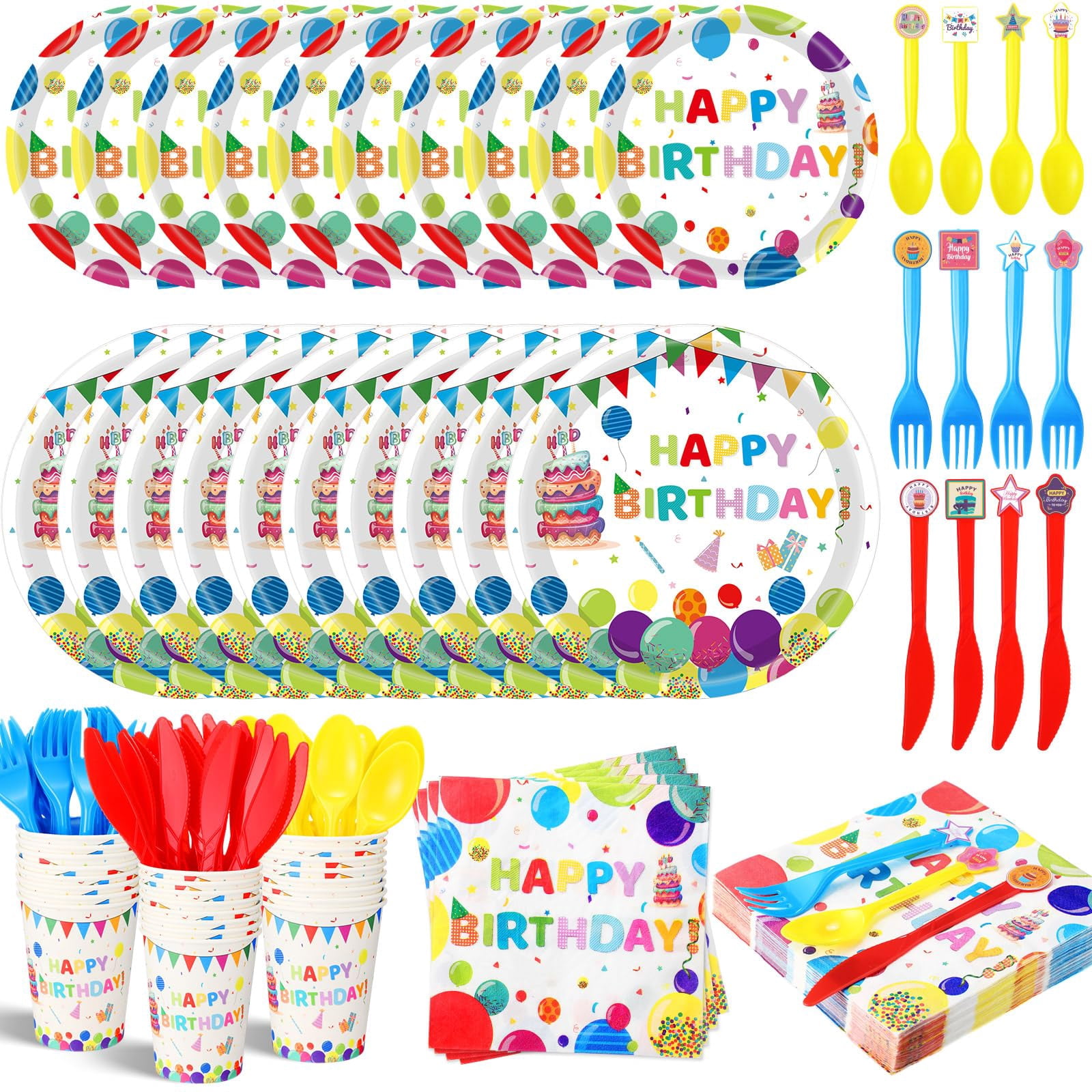 Zhehao 255 Pcs Happy Birthday Decorations AFN1Party Supplies, Happy ...