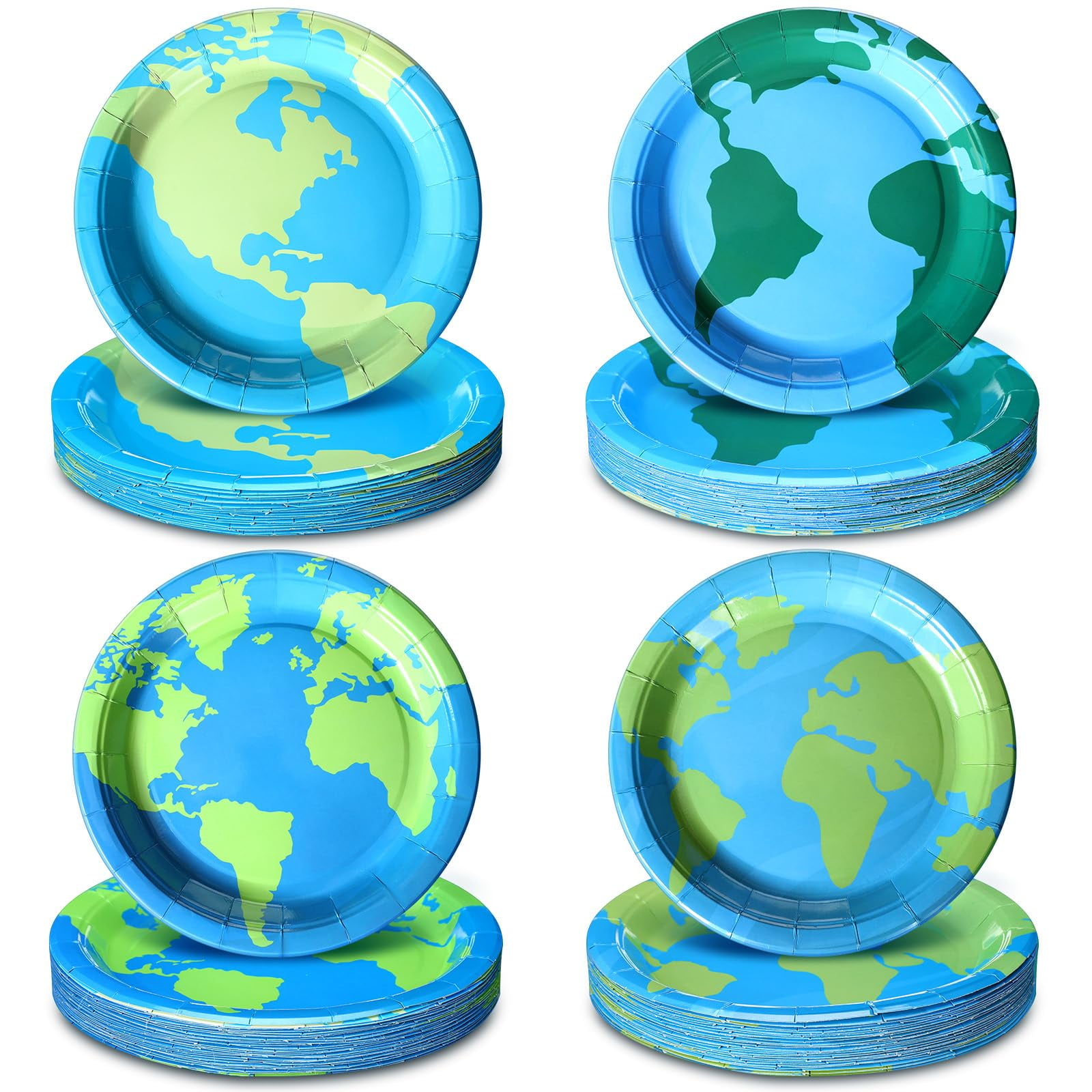 Zhehao 96 Pcs Earth MMF7 Day Plates Bulk 9 Inch Globe Map World Paper ...