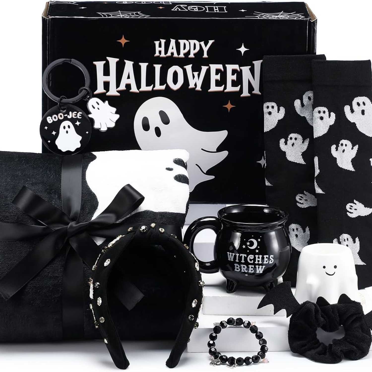 Zhehao Halloween Boo Basket Gifts for Her - Black Halloween Boo Basket ...