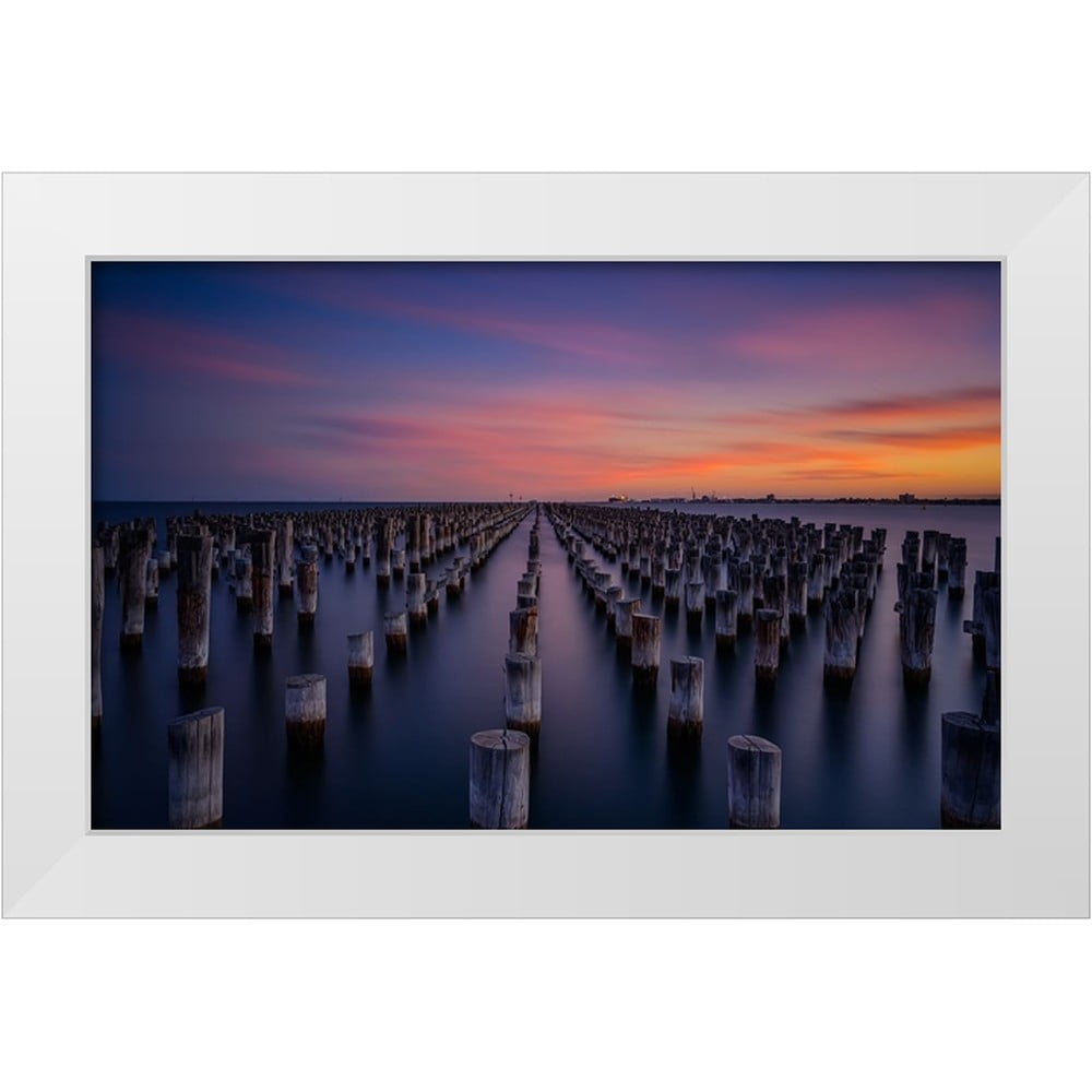 Zhen Yu, James 24x17 White Modern Wood Framed Museum Art Print Titled - Princes Pier - Walmart.com