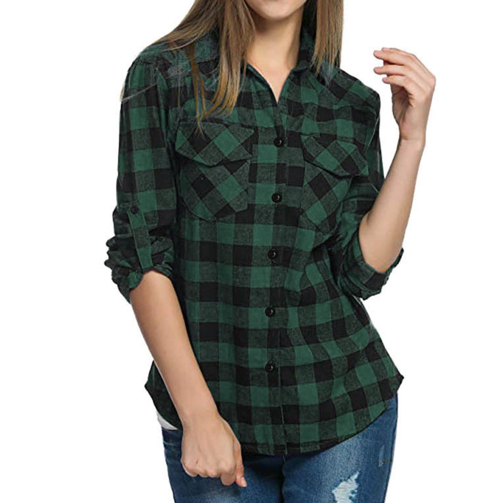 ZhenYing Womens Tops, Plaid Shirts for Women Long Sleeve Christmas Fall ...