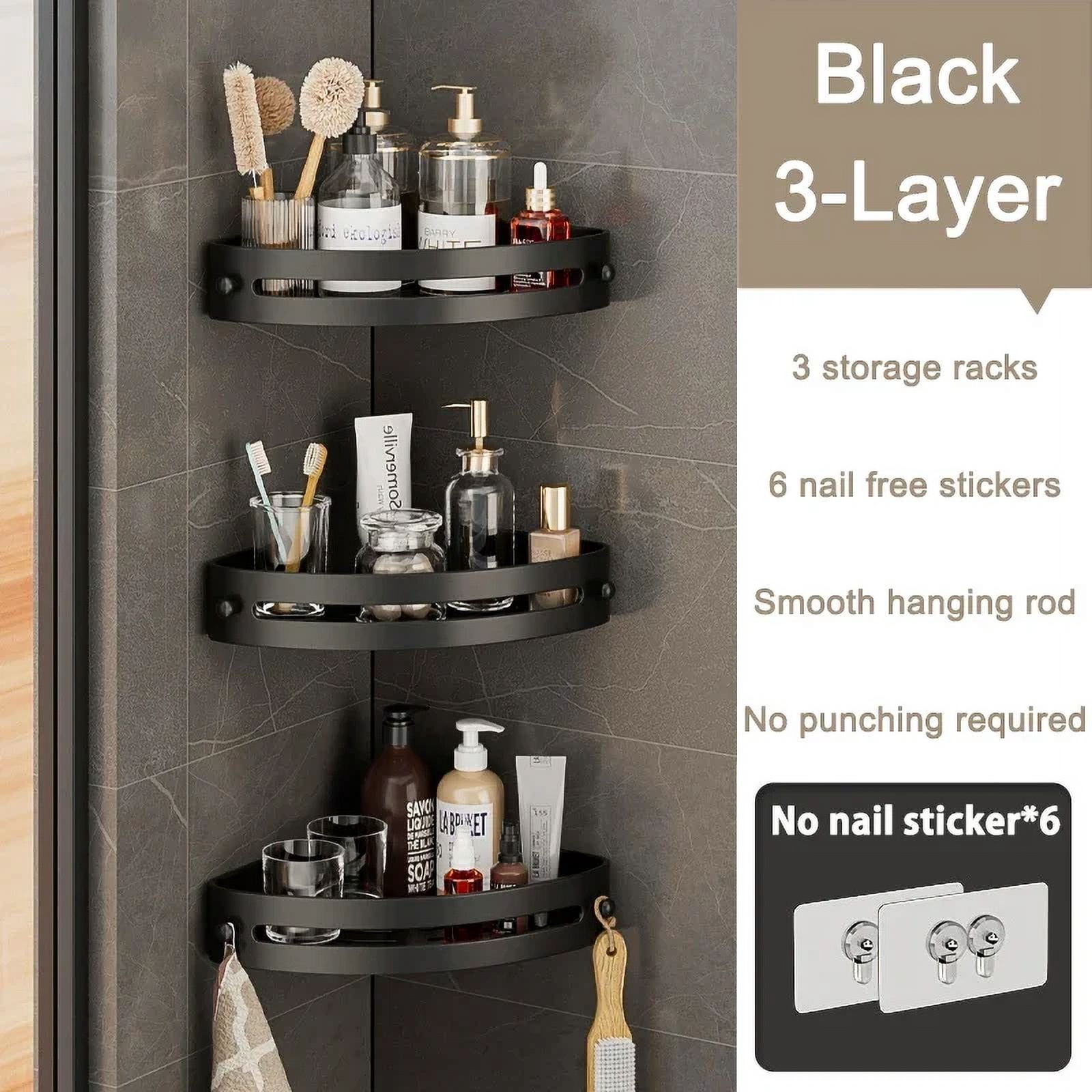 Zheng Yanxiang1/2/3Pcs Adhensive Bathroom Shampoo Holder Shampoo Rack ...