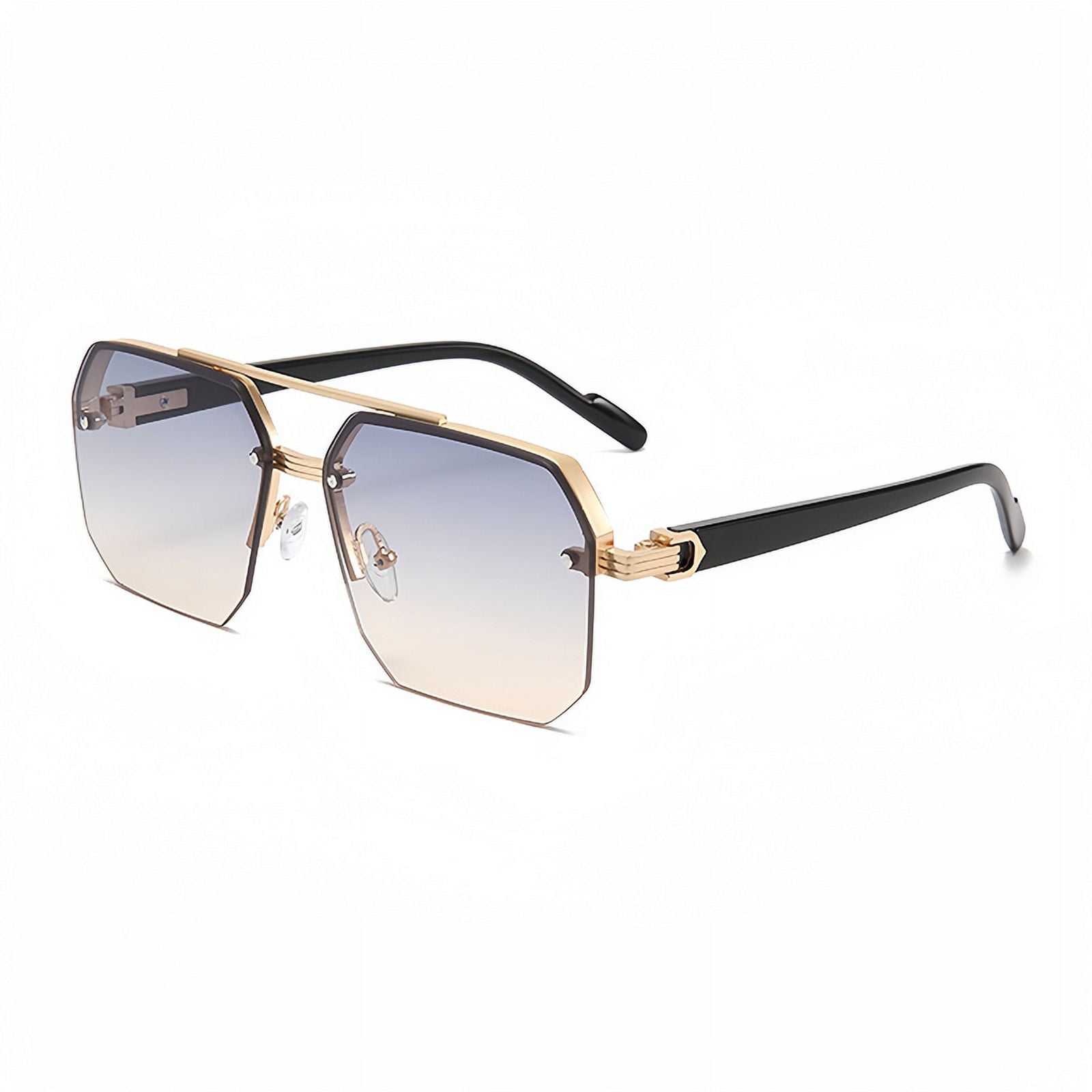 Zheng YanxiangOversize Retro Double Bridges Polygon Square Metal Men Sunglasses Fashion Gradient ...