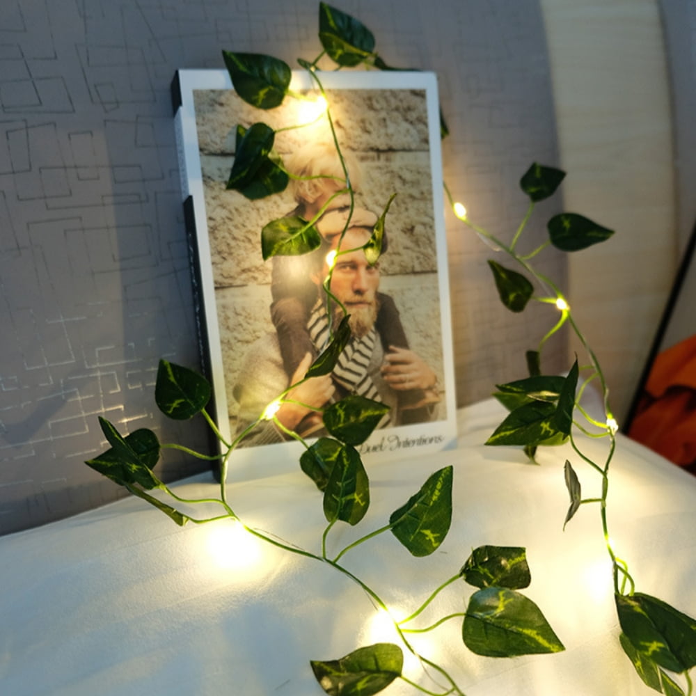 Zheng YanxiangSilk Fake Green Leaf Ivy Vine with LED Lights String for ...