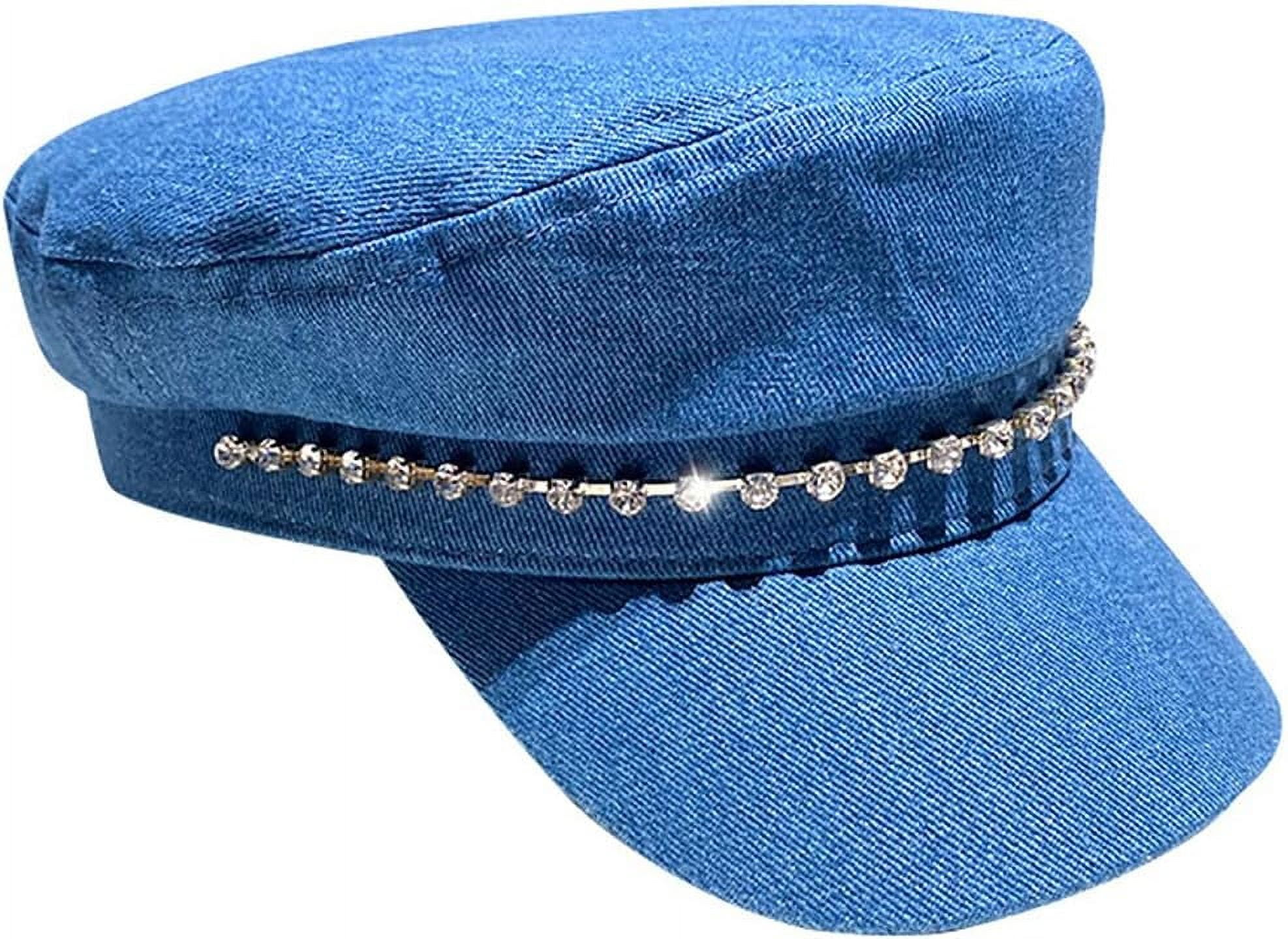 ZhengShaoQiang Retro Denim Fiddler Cap Newsboy Hats with Rhinestone ...
